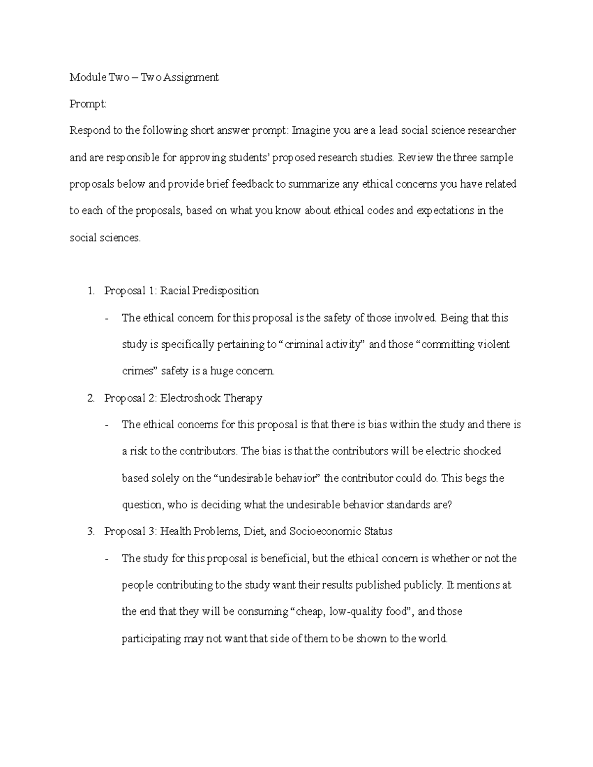Module Two Two - SCS - Module Two – Two Assignment Prompt: Respond to ...