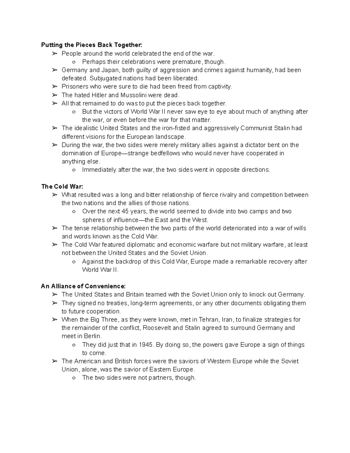 World Civ. III The Cold War pt.1 - Putting the Pieces Back Together ...
