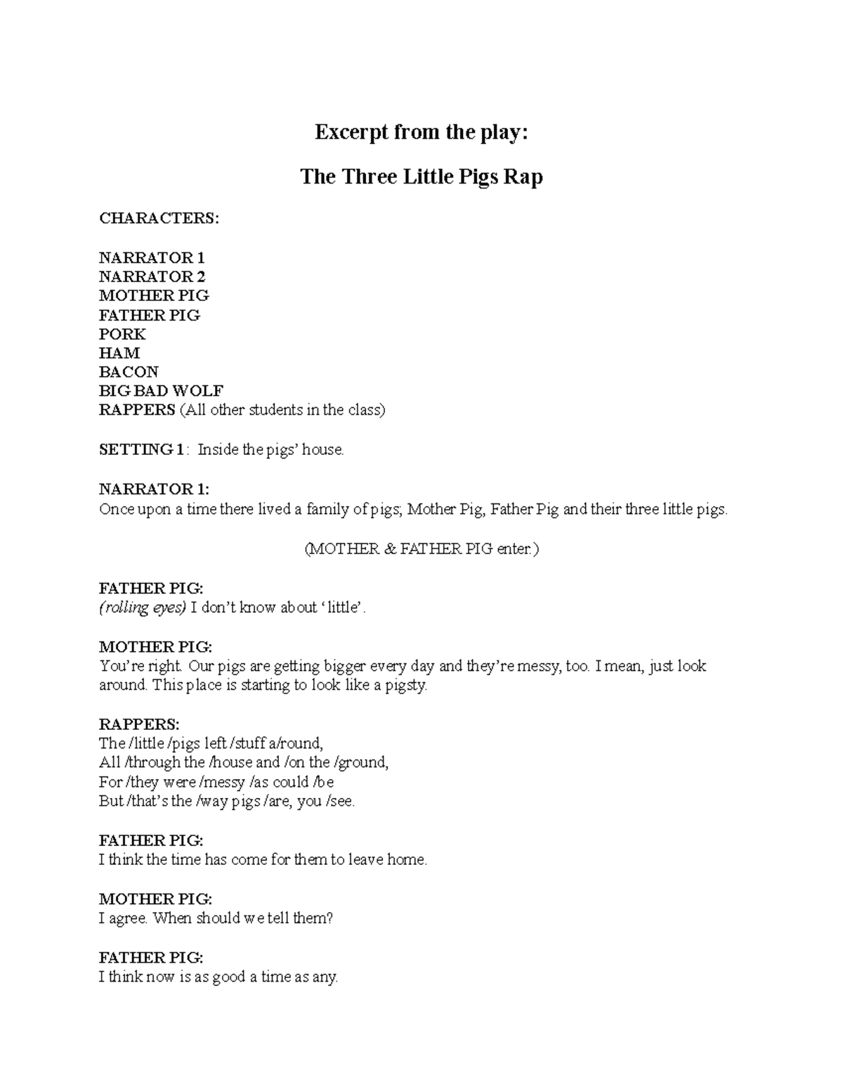 Choral Reading - Good for presentation - Excerpt from the play: The ...