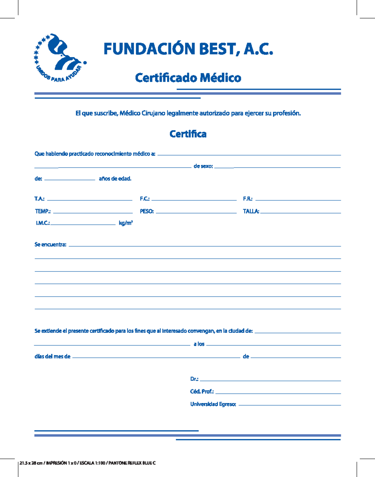 FT Certificado Medico FB - FUNDACIÓN BEST, A. R UNIDOS PARA AYUDAR ...