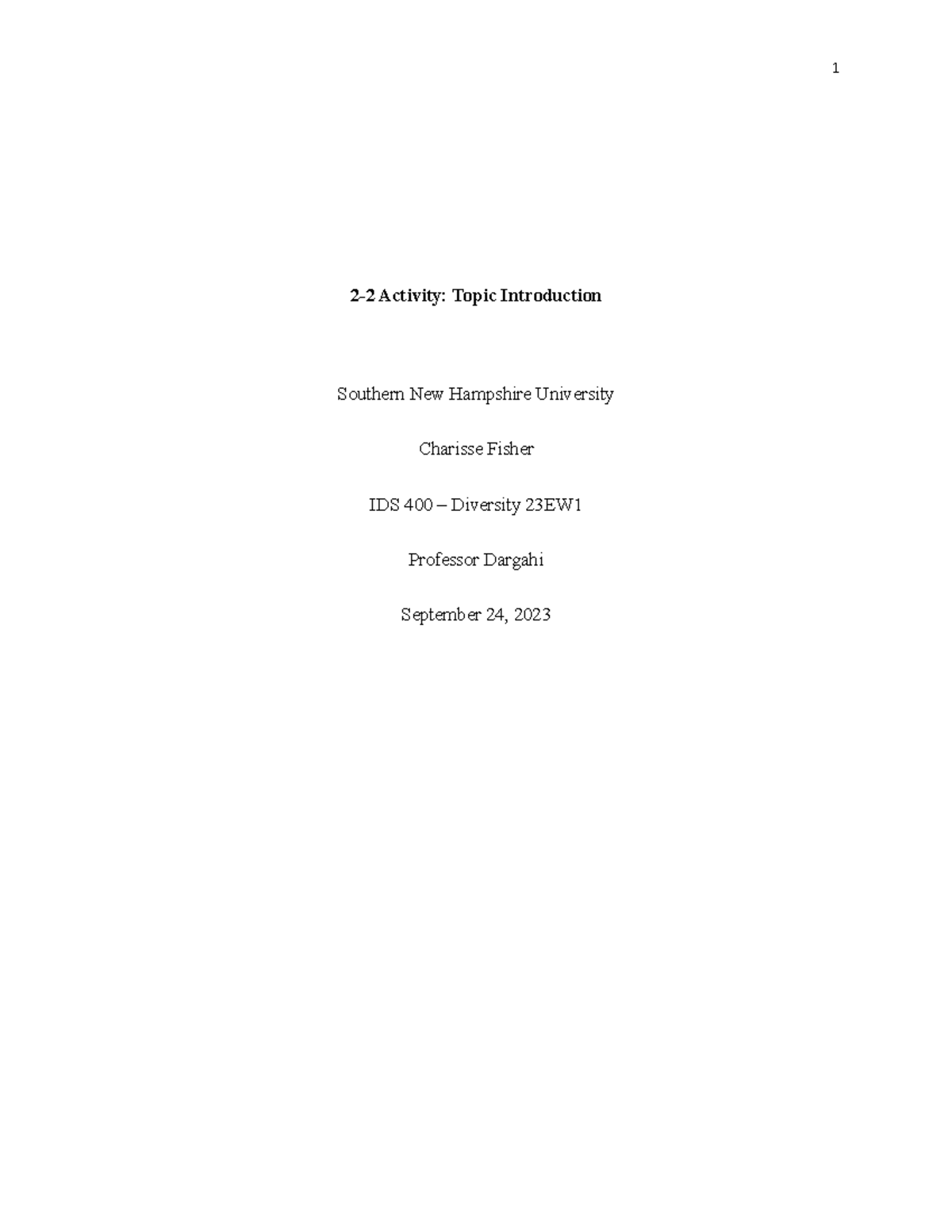 2-2 Activity Topic Intro - 2-2 Activity: Topic Introduction Southern ...