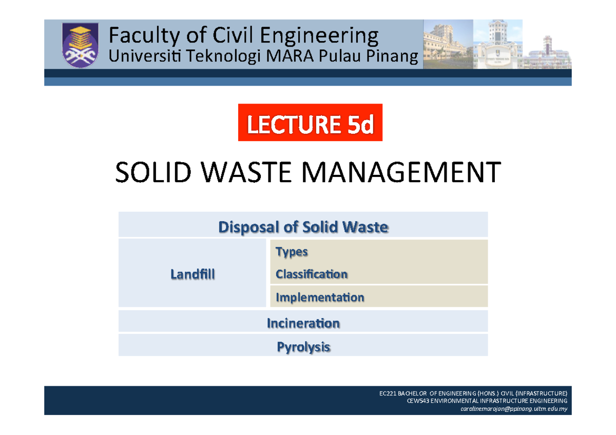 5d.Solid Waste - Lecture notes 5 - Faculty of Civil Engineering ...