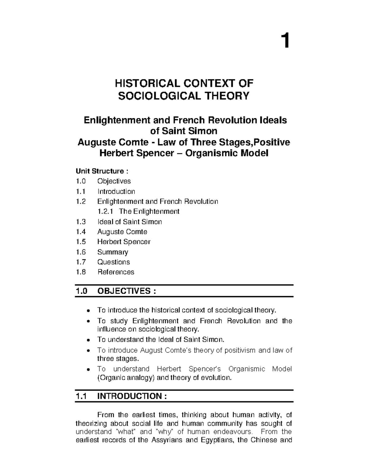 Social Theory - IV - HISTORICAL CONTEXT OF SOCIOLOGICAL THEORY ...