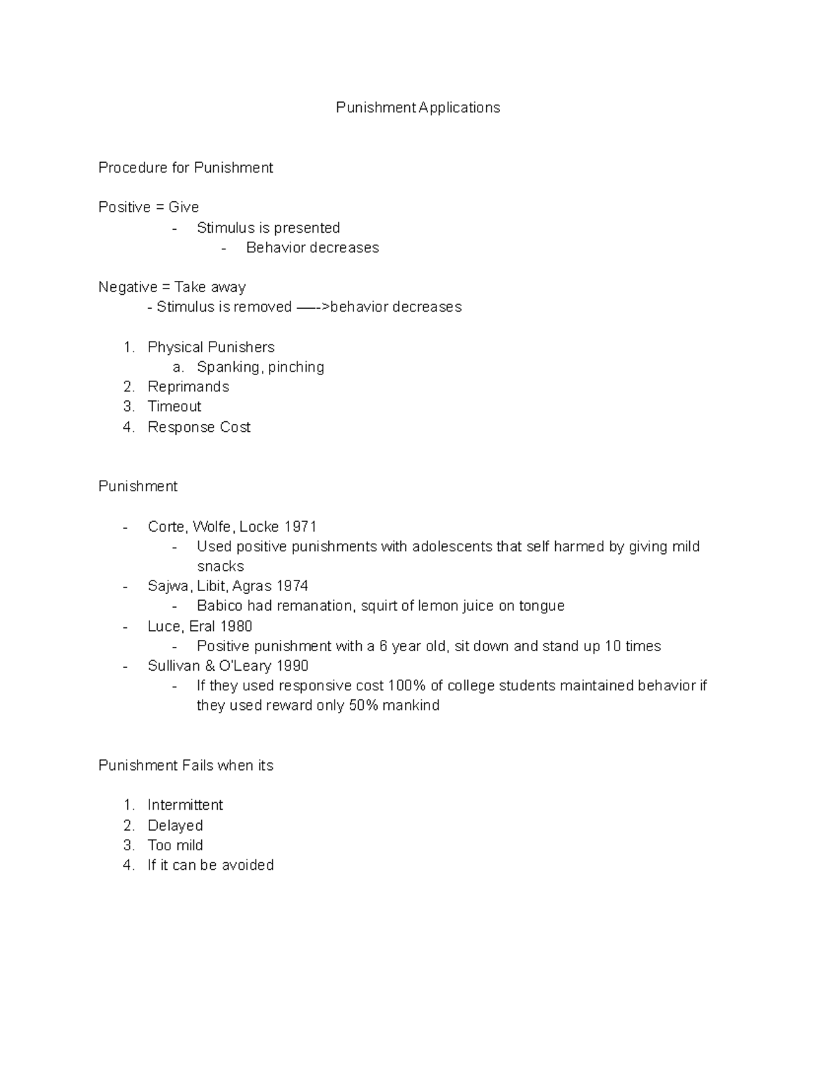Learning Psych #10 - Punishment Applications Procedure for Punishment ...