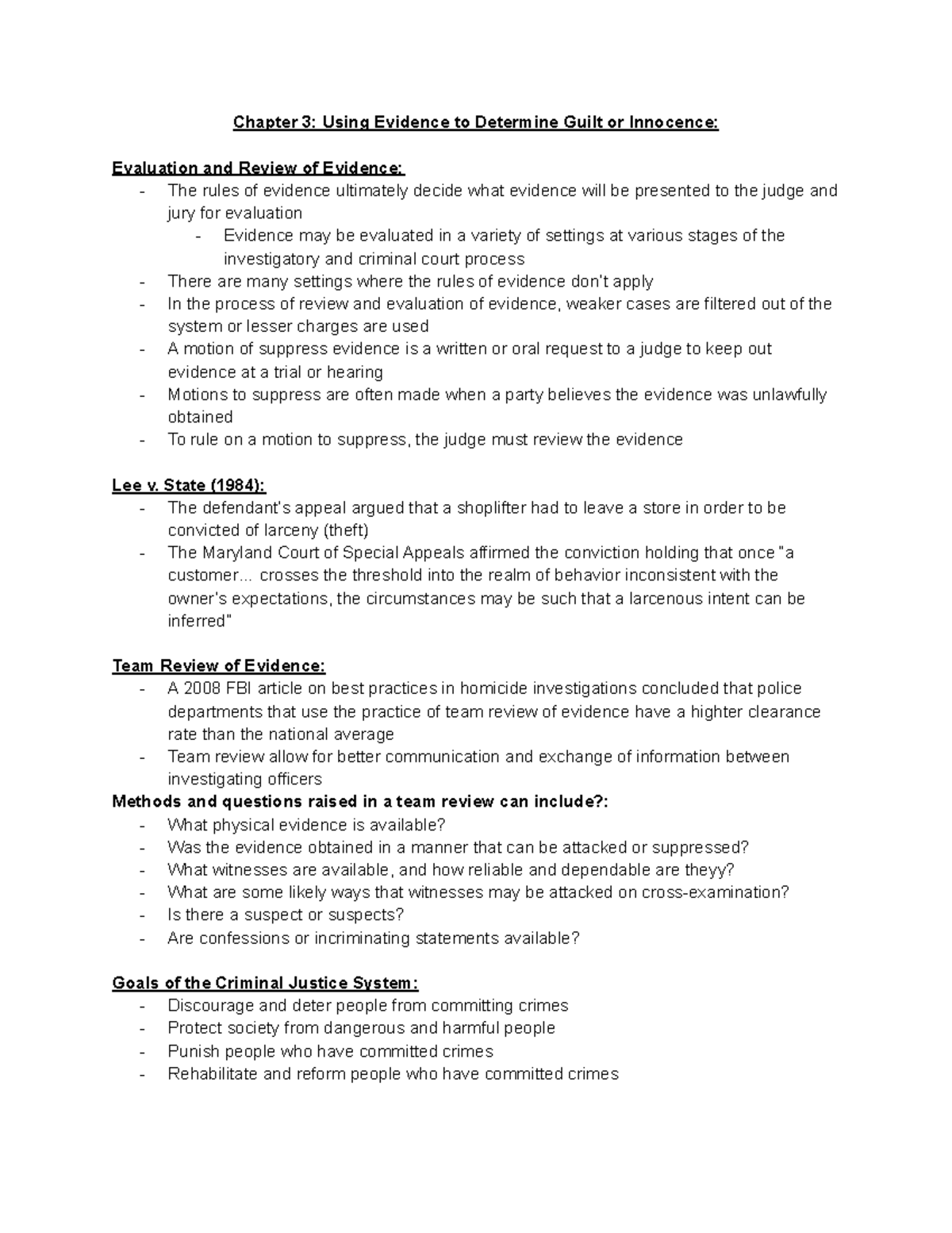Criminal Procedure 2 - notes - Chapter 3: Using Evidence to Determine ...