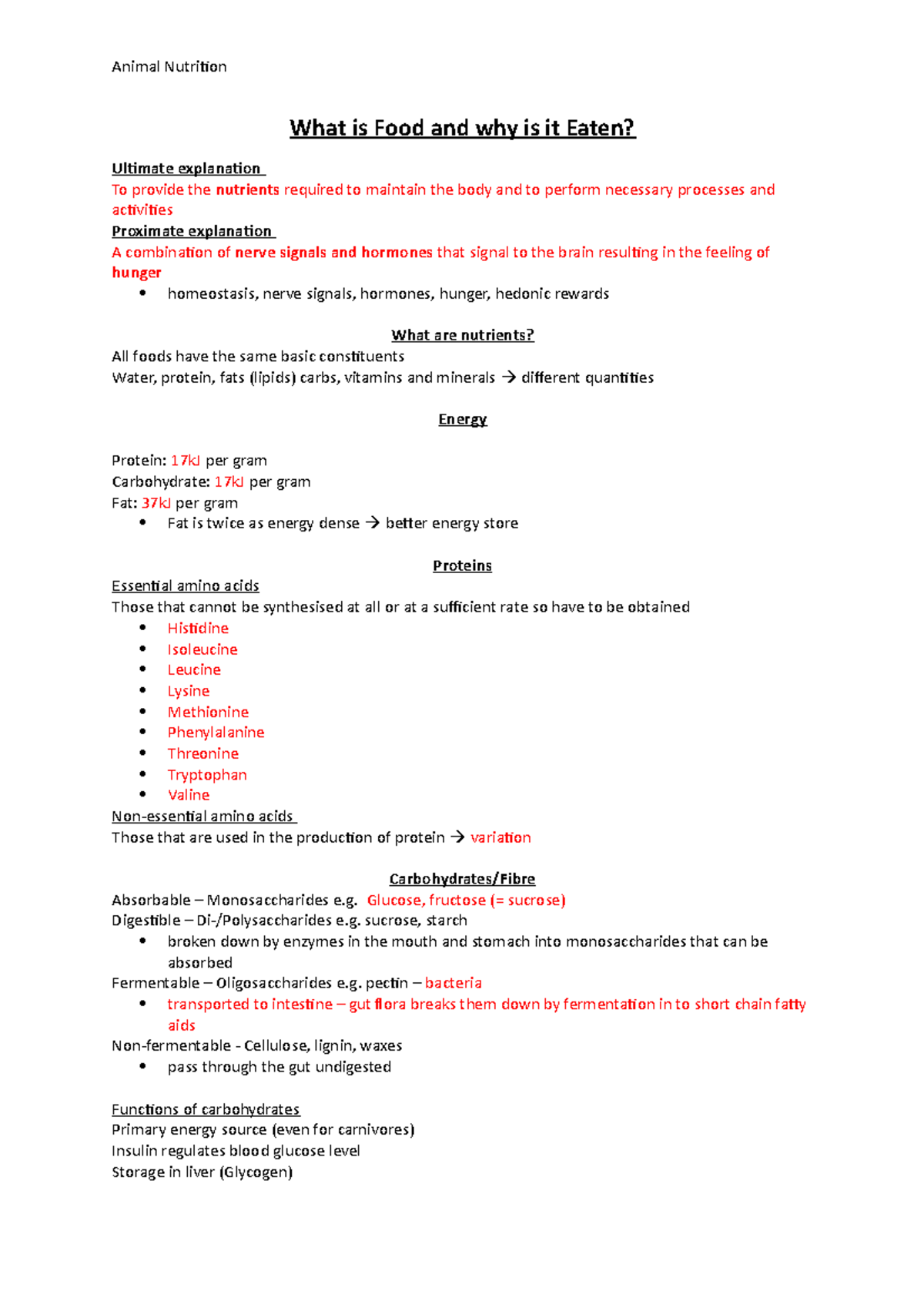 What is Food and why is it Eaten - notes - What is Food and why is it ...