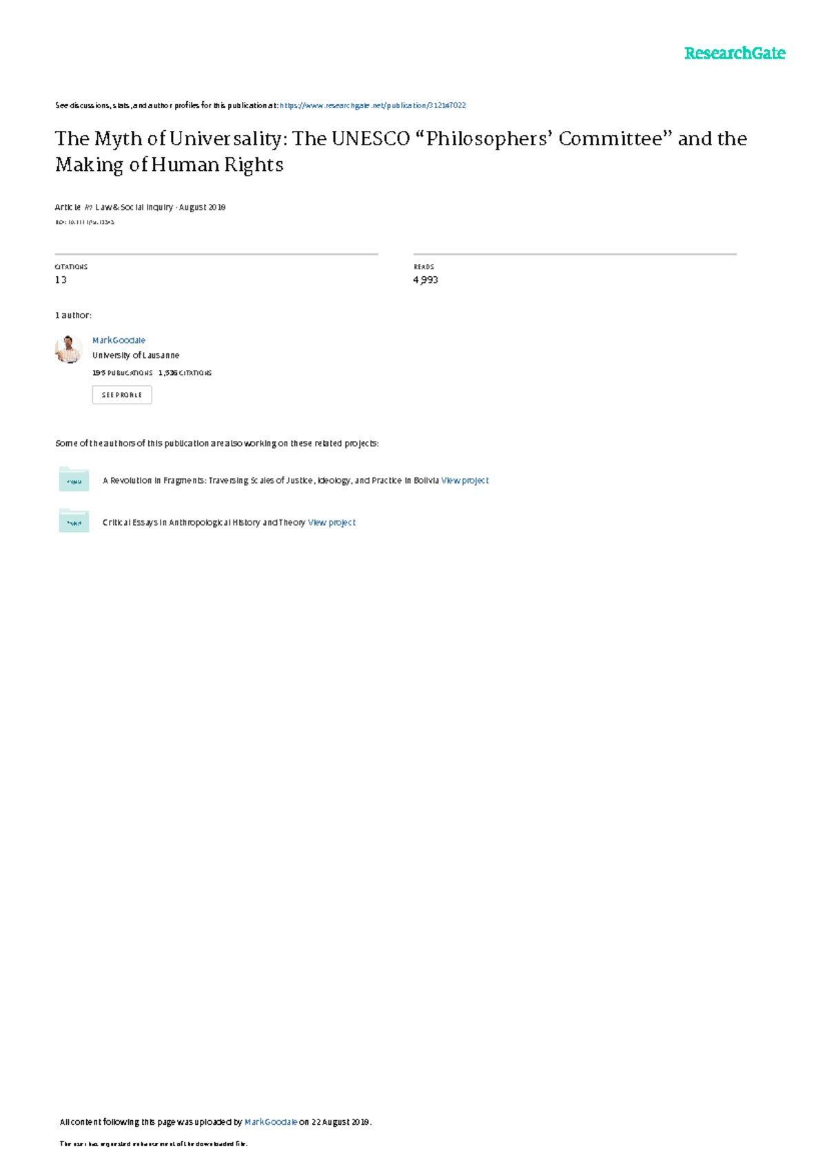 Mark Goodale, The Myth of Universality-2018-Law 26 Social Inquiry - See ...