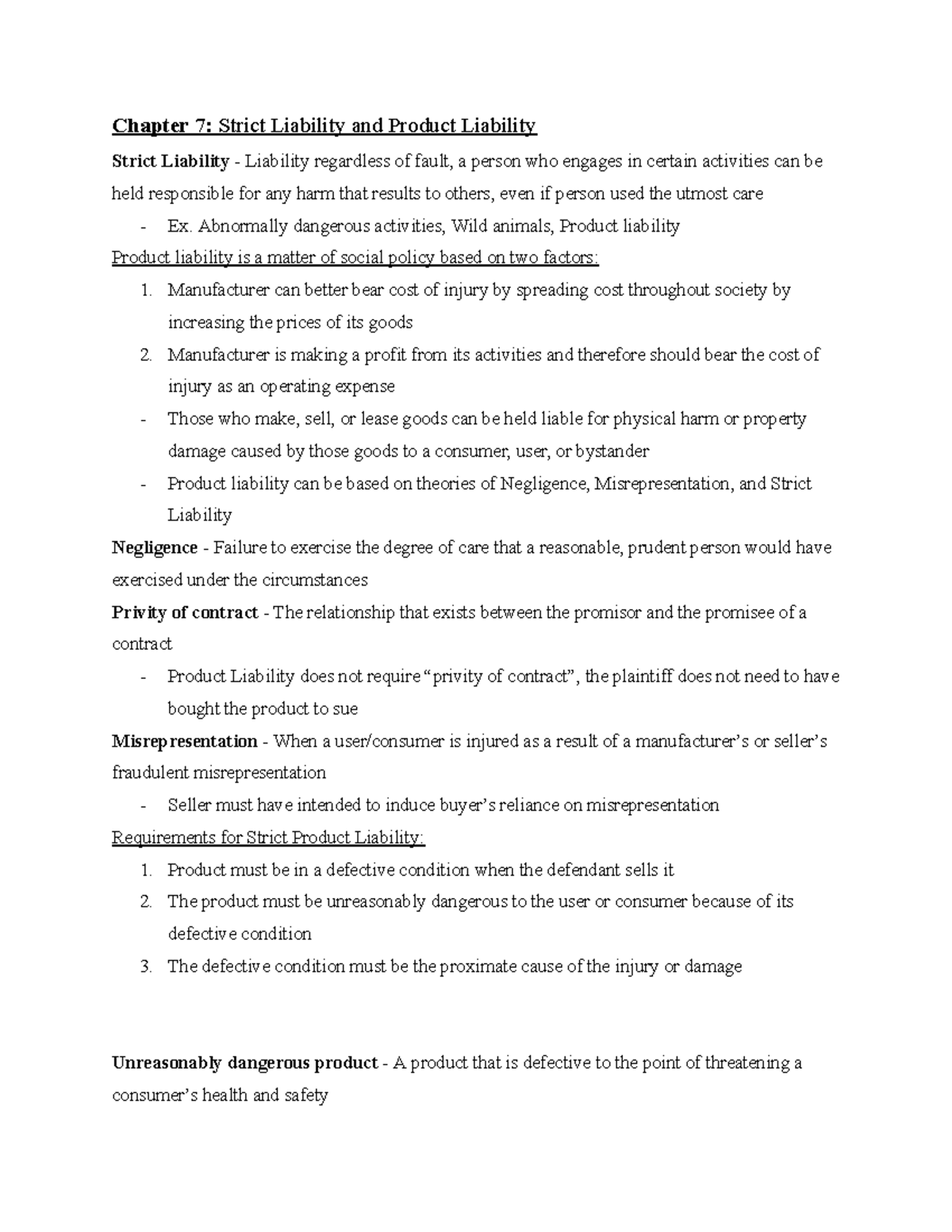 Strict Liability and Product Liability - Abnormally dangerous ...