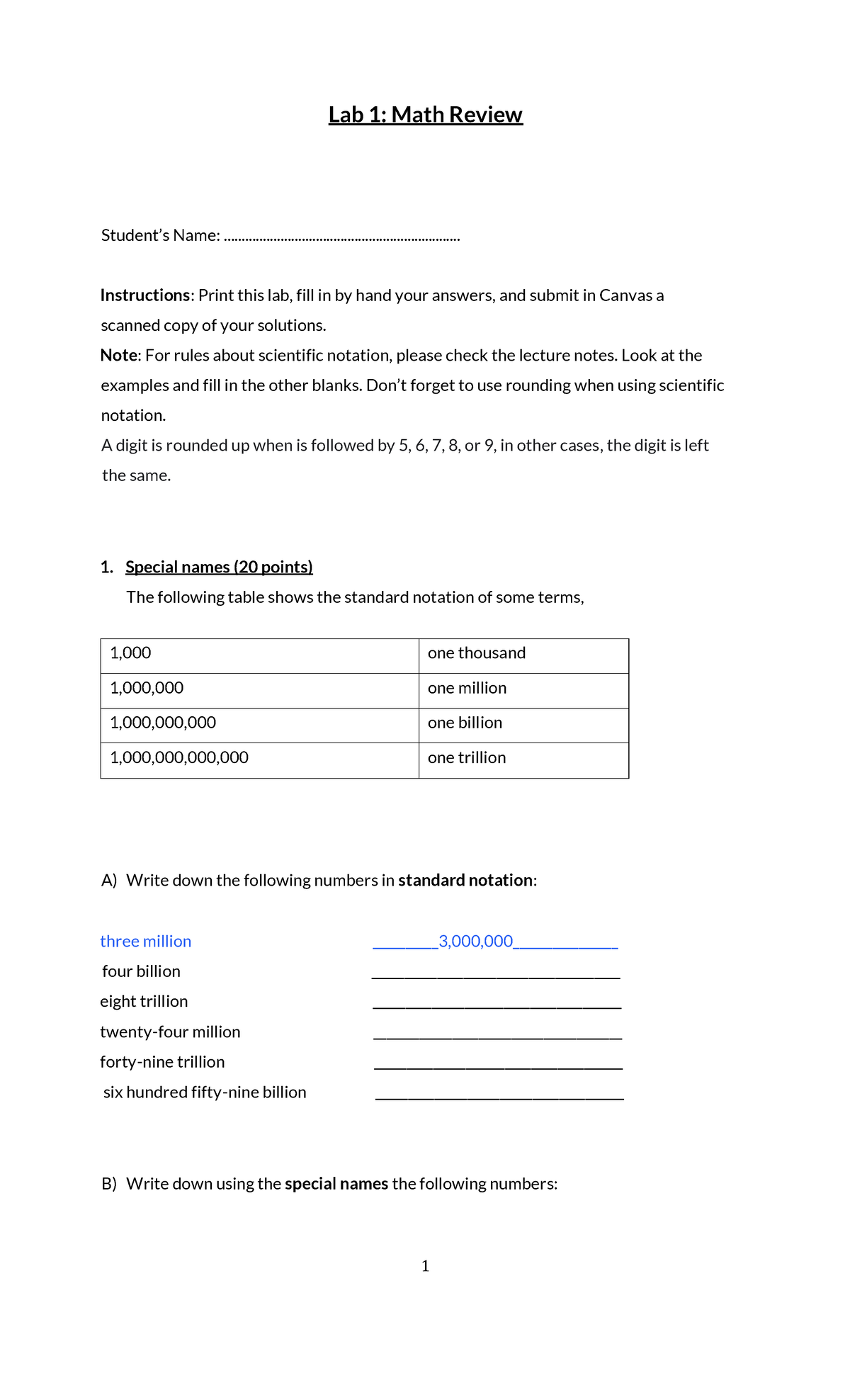 Lab 1 - Lab 1 key - Lab 1: Math Review Student’s Name: - Studocu