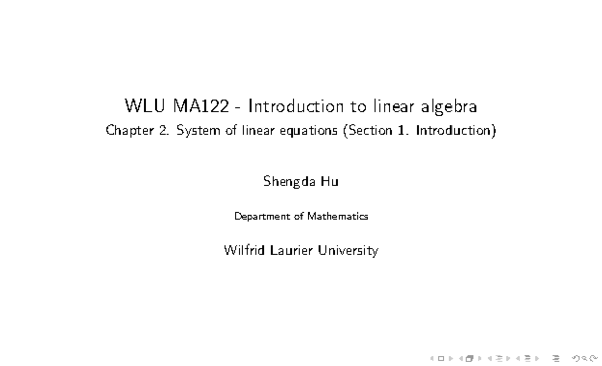 Linear Equations-01 - asd - WLU MA122 - Introduction to linear algebra ...