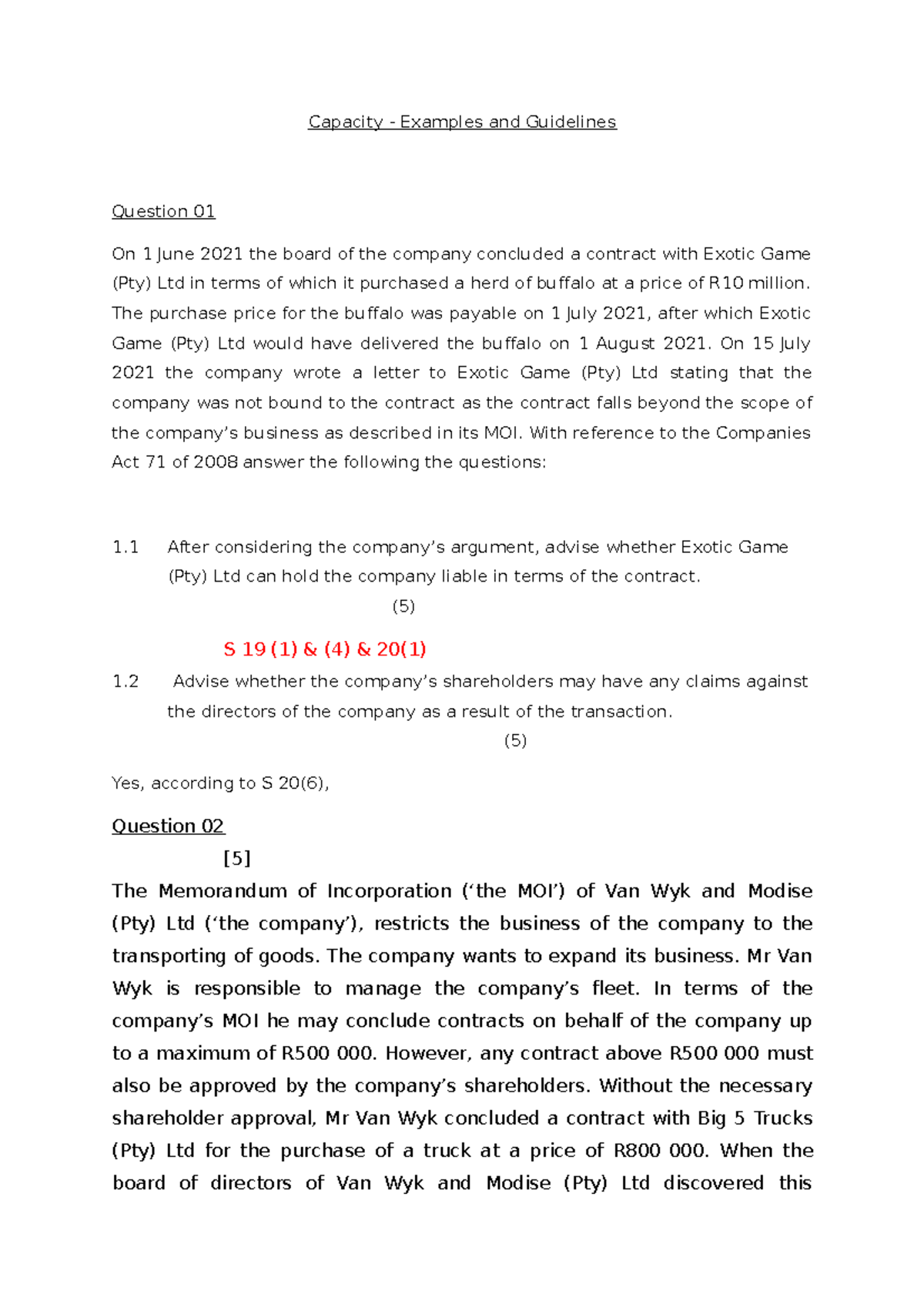 Practice Questions Capacity and Representation without Guidelines with ...