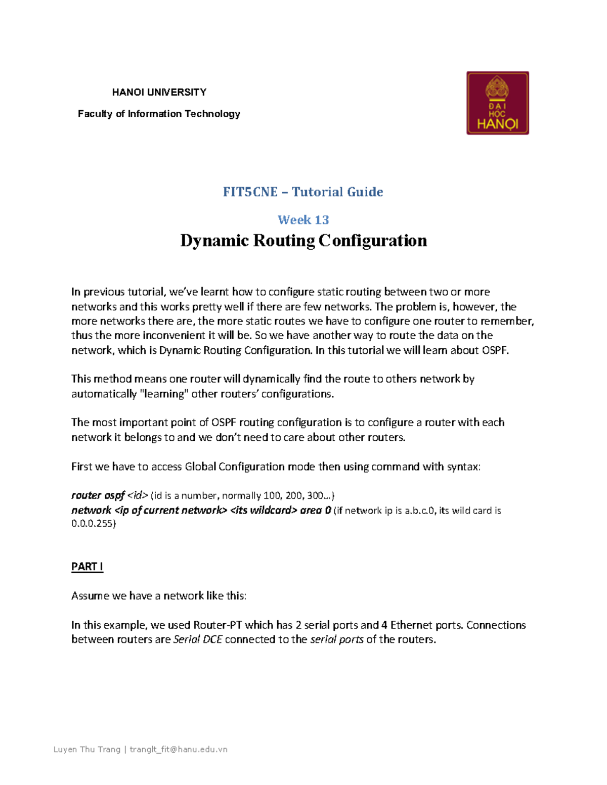 Tutorial 13 Dynamic Routing Configuration Hanoi University Faculty Of Information Technology
