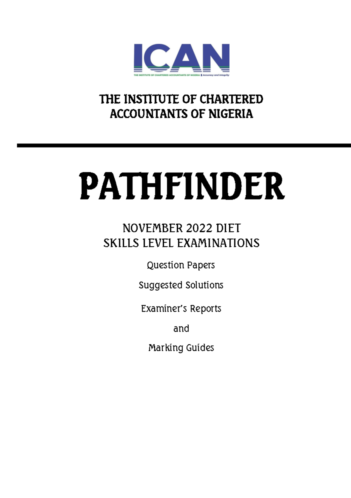 NOV 2022 Pathfinder Skills - THE INSTITUTE OF CHARTERED ACCOUNTANTS OF ...