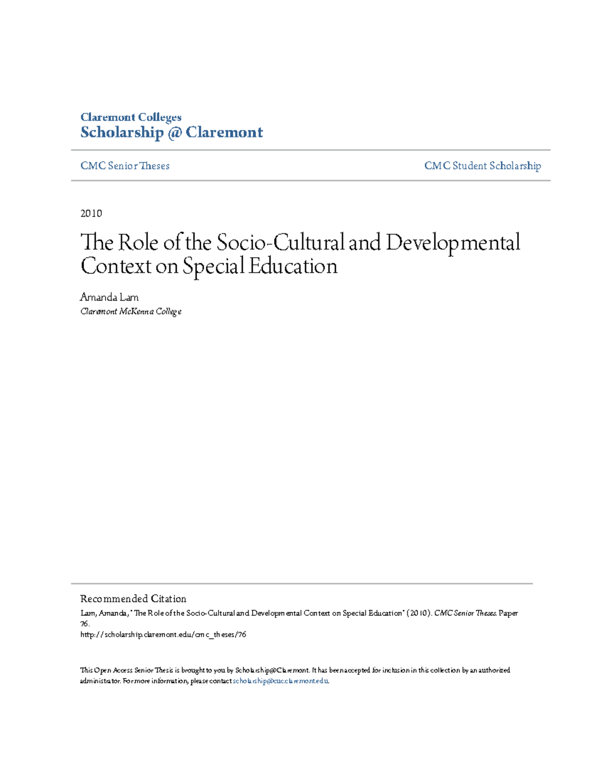 The Role of the Socio-Cultural and Developmental Context on Speci ...