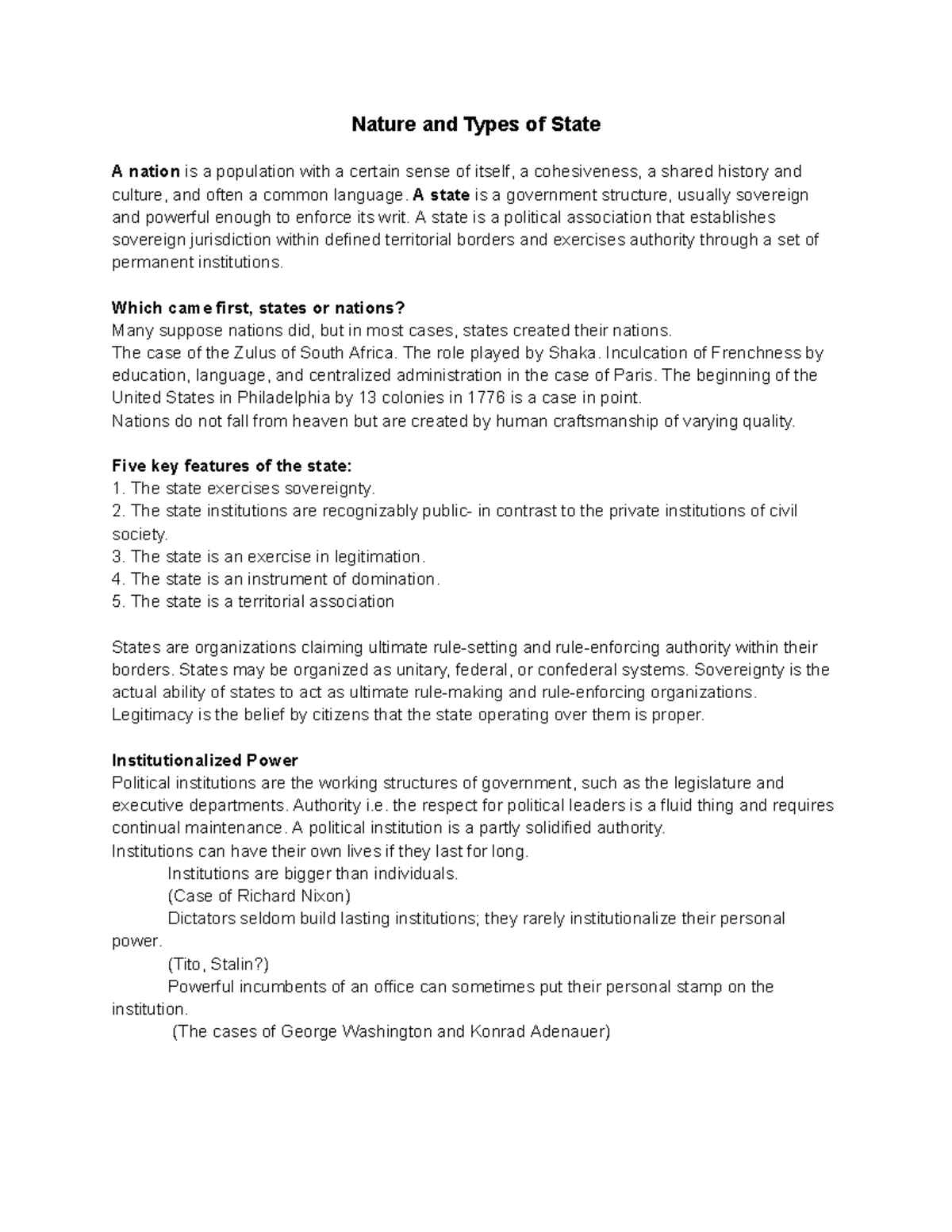 Nature and Types of State - A state is a government structure, usually ...