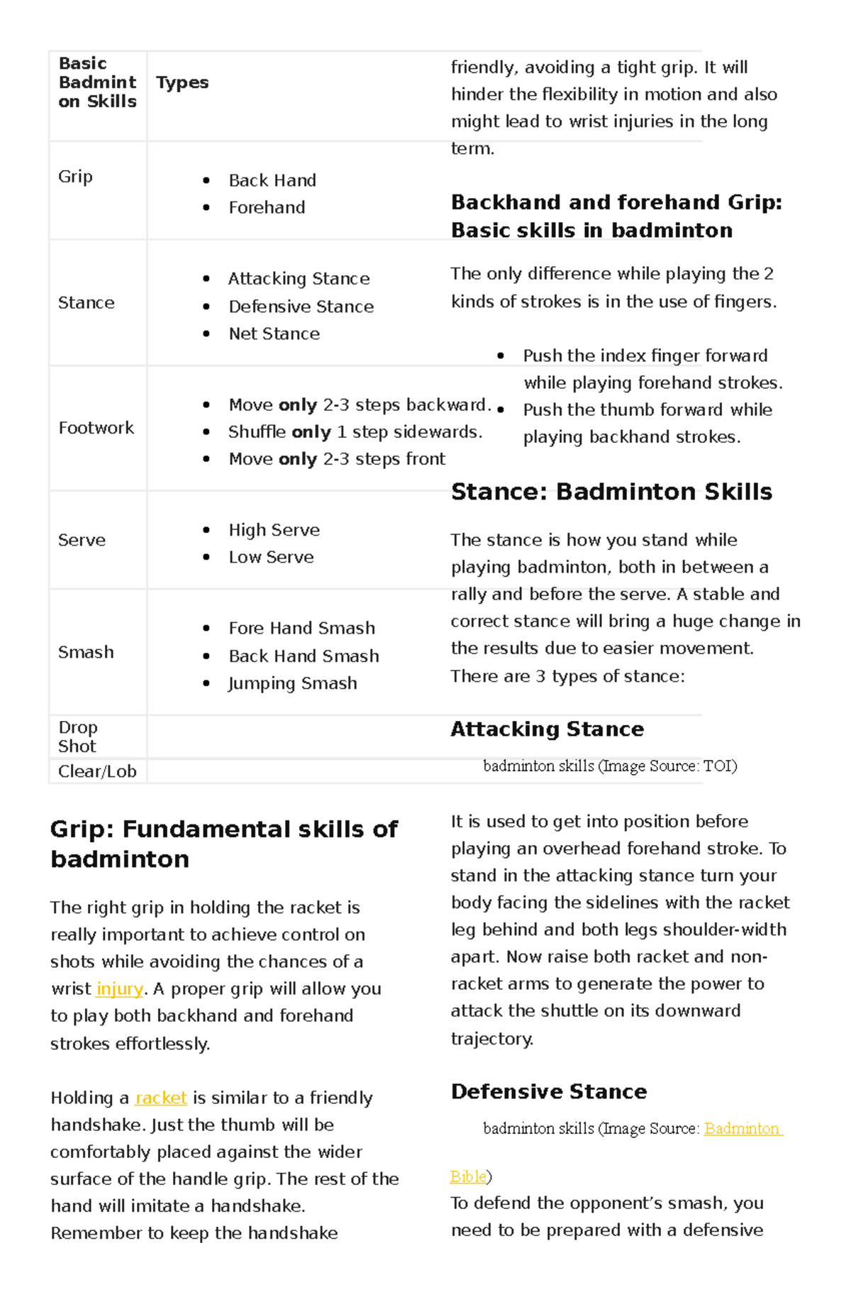 Basic Badminton Skills - Basic Badmint on Skills Types Grip Back Hand ...