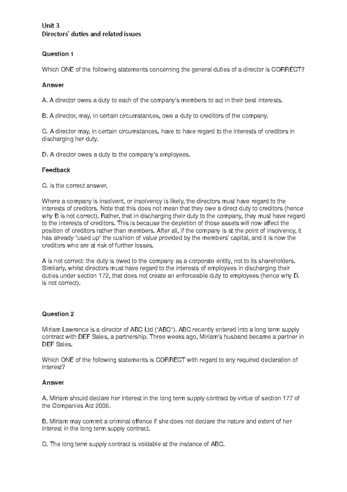 Directors' duties and related issues - Directors’ duties and related ...