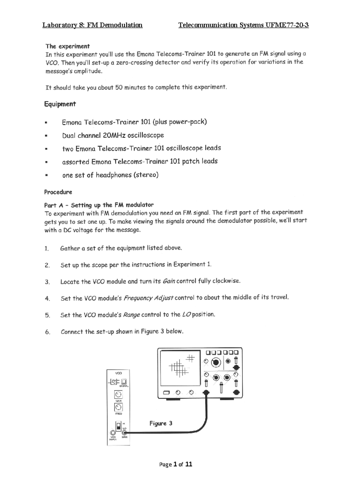 Lab Sheet 8 FM Demodulation - UWE - Studocu