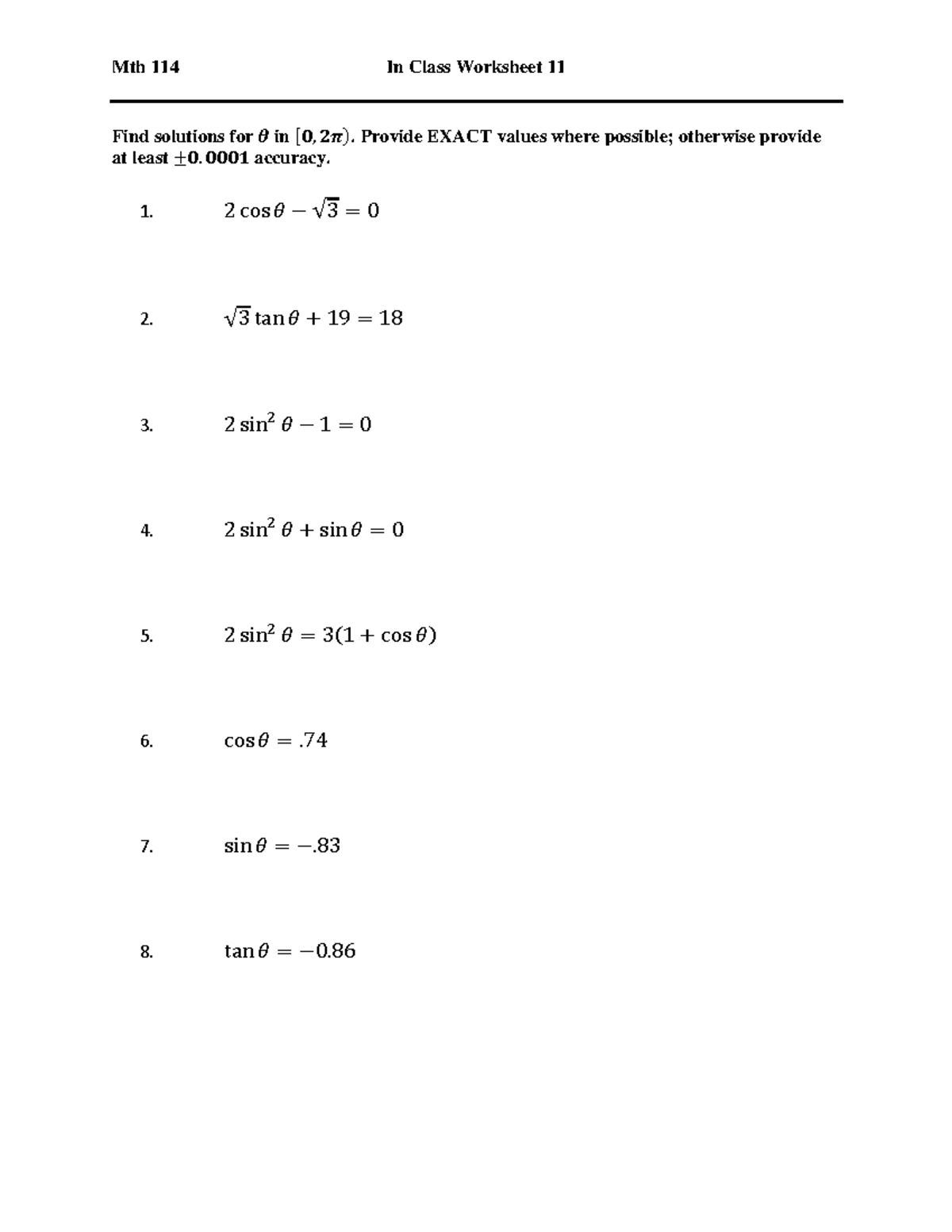 Worksheet 11 - good practice problems for each unit, good to practice ...