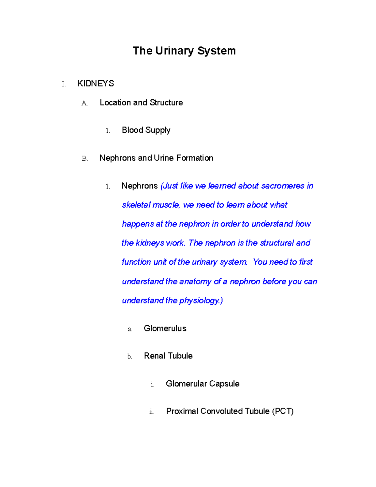 Ch 15 - Anatomy & Physiology BIO136 - The Urinary System I. KIDNEYS A ...