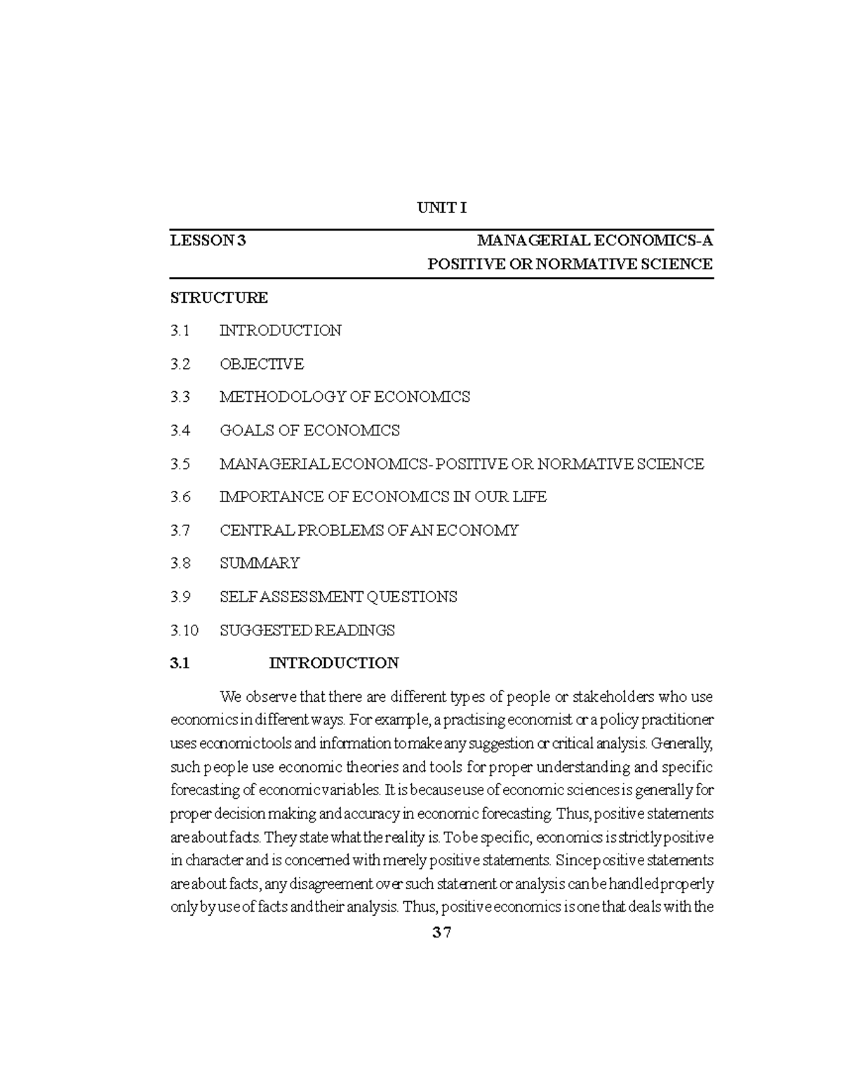 Managerial Economics A pisitive or Normative science Details - UNIT I ...