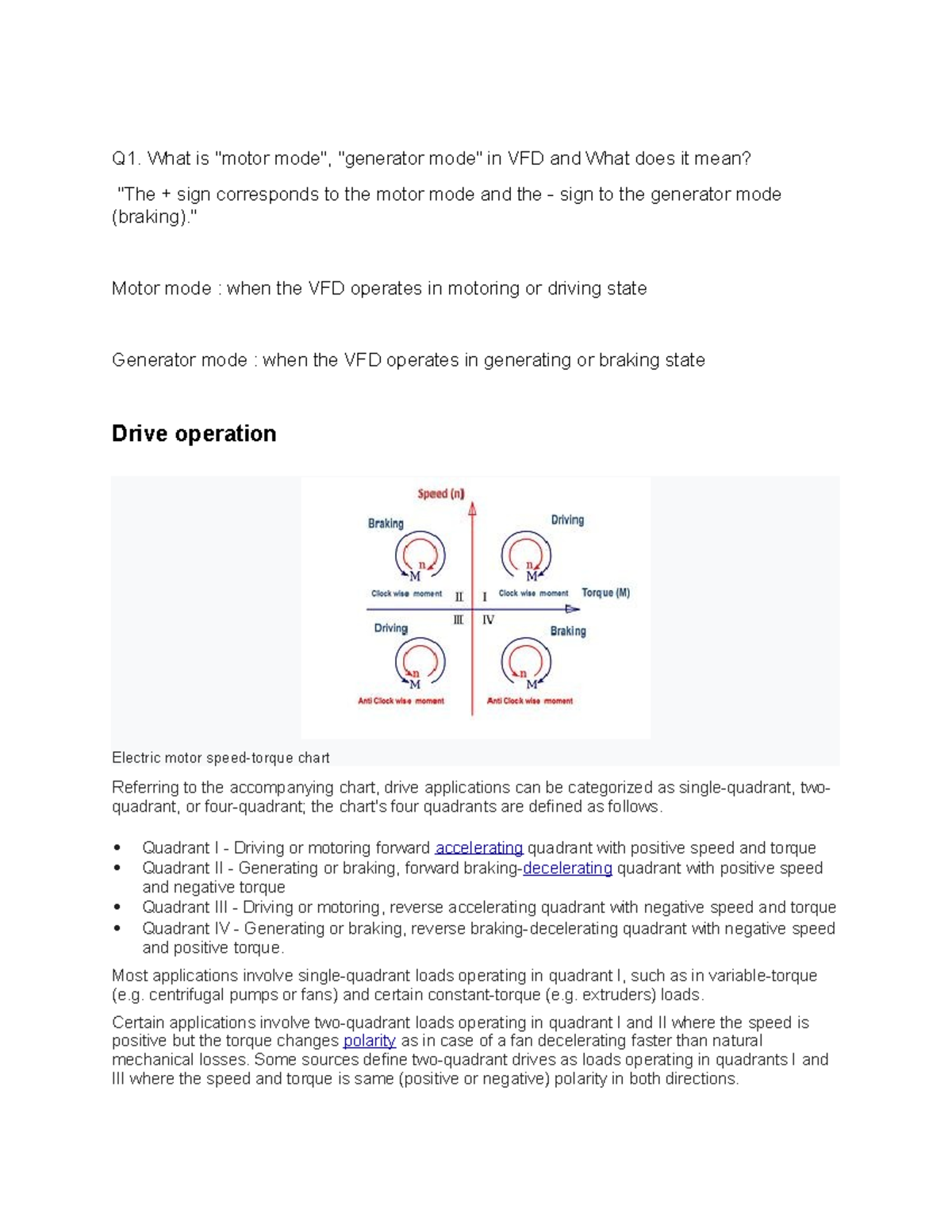 VFD Motor Generator - Q1. What is "motor mode", "generator mode" in VFD ...