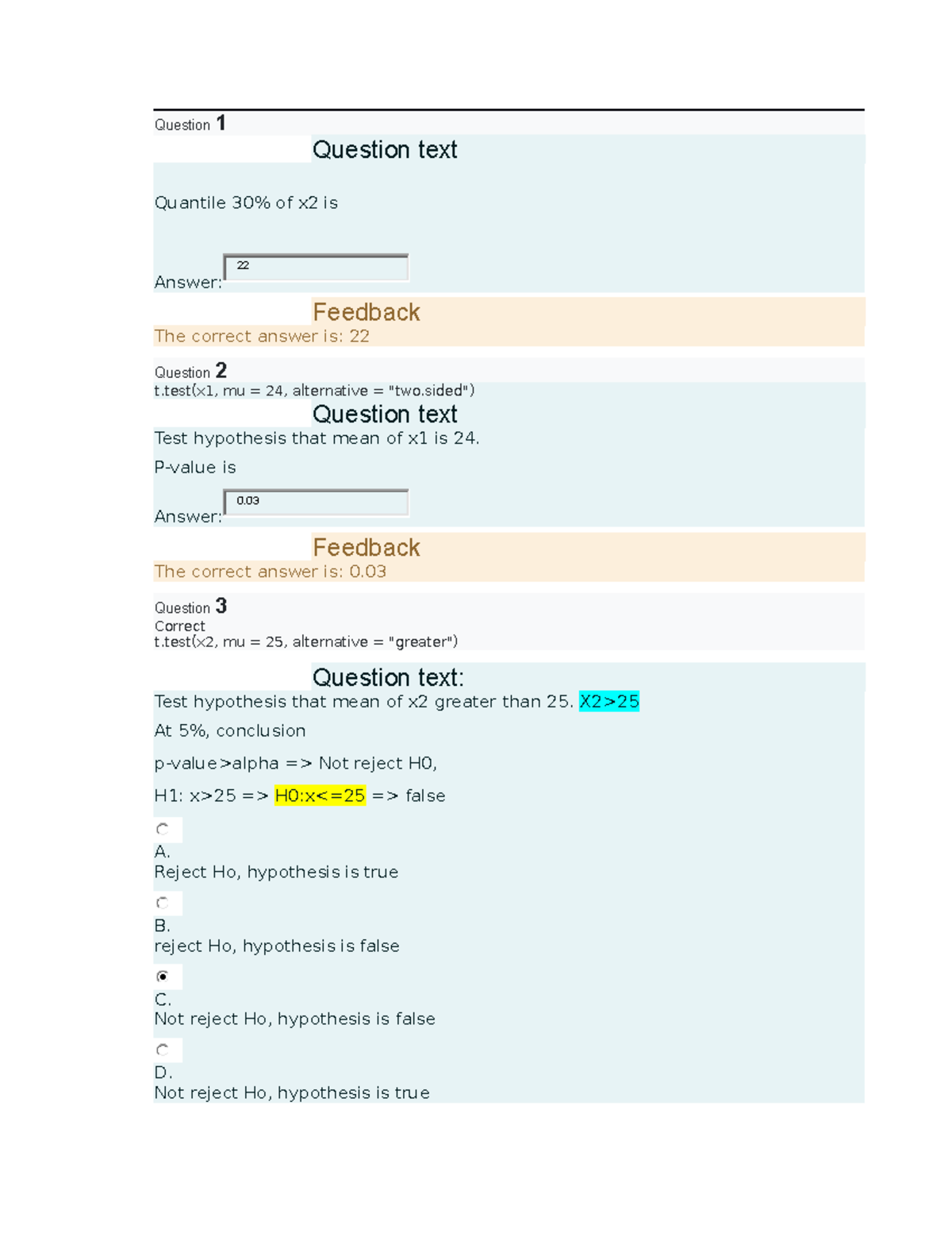 R-test - R-test - Question 1 Question text Quantile 30% of x2 is Answer ...