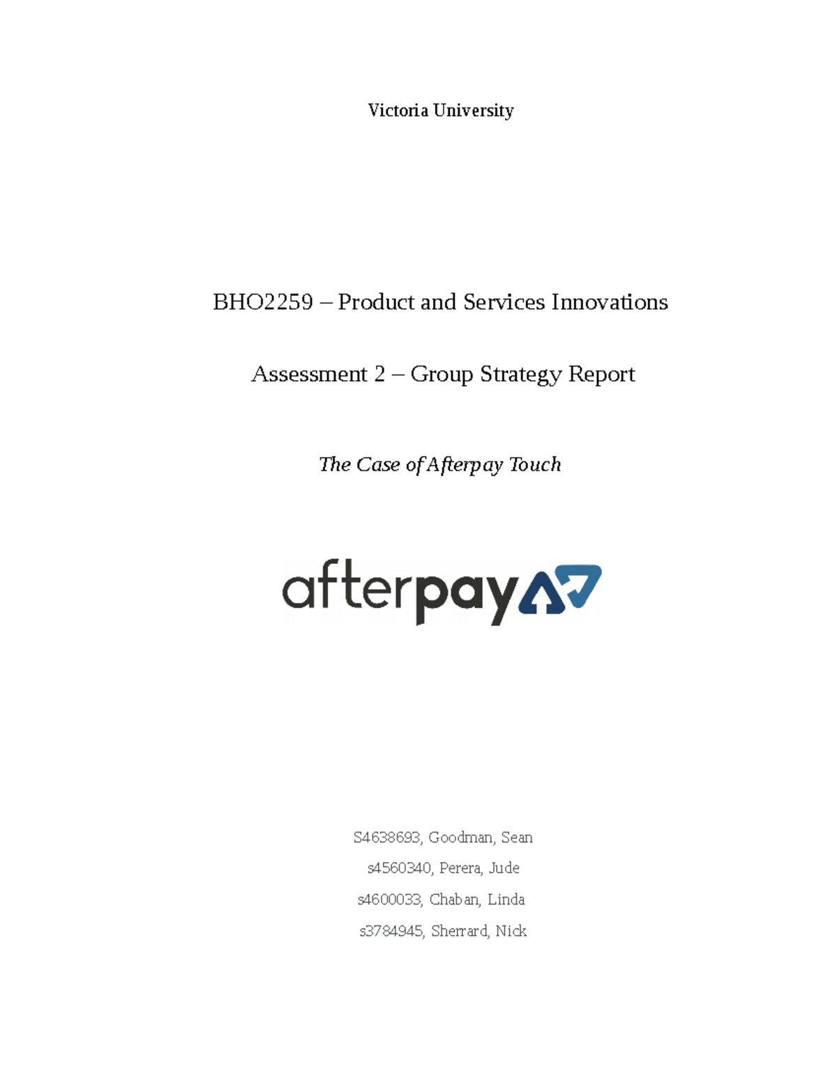 Group Assignment 2 Final - Victoria University BHO2259 – Product and ...