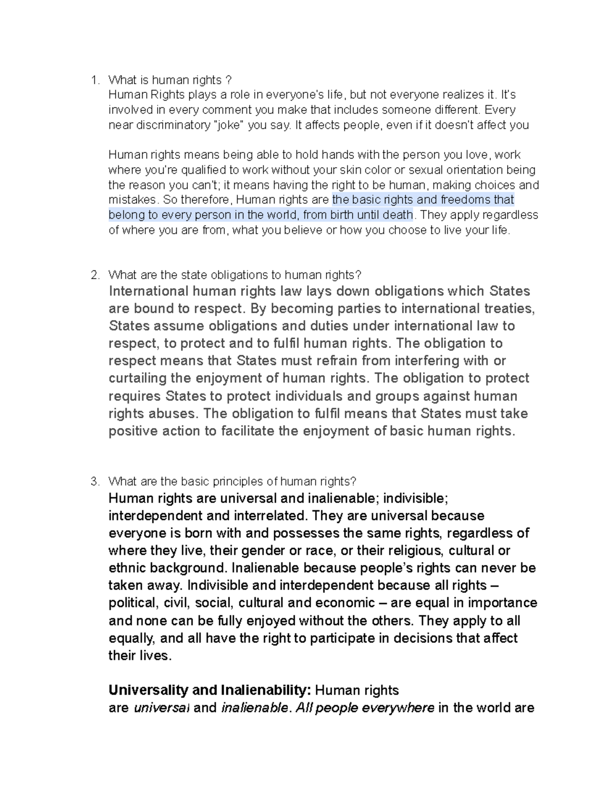 Human rights - 1. What is human rights? Human Rights plays a role in ...