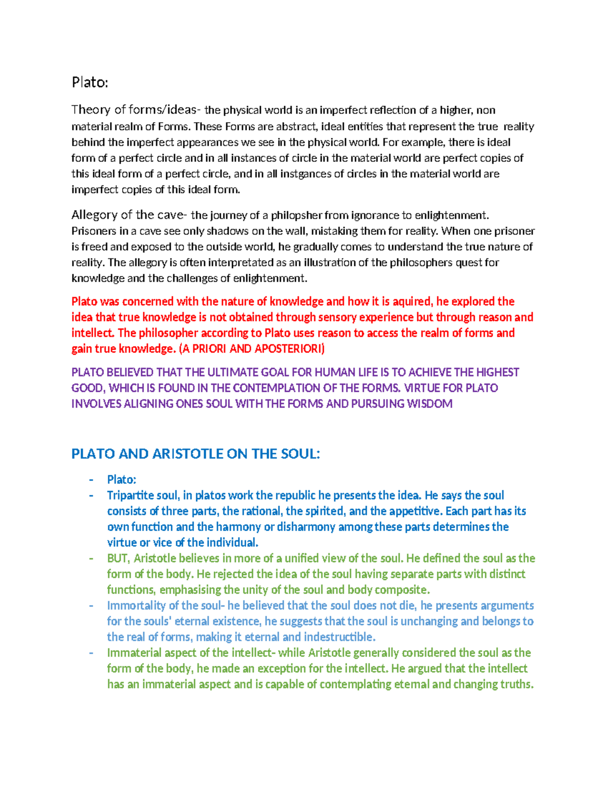 Plato - Plato: Theory of forms/ideas- the physical world is an ...