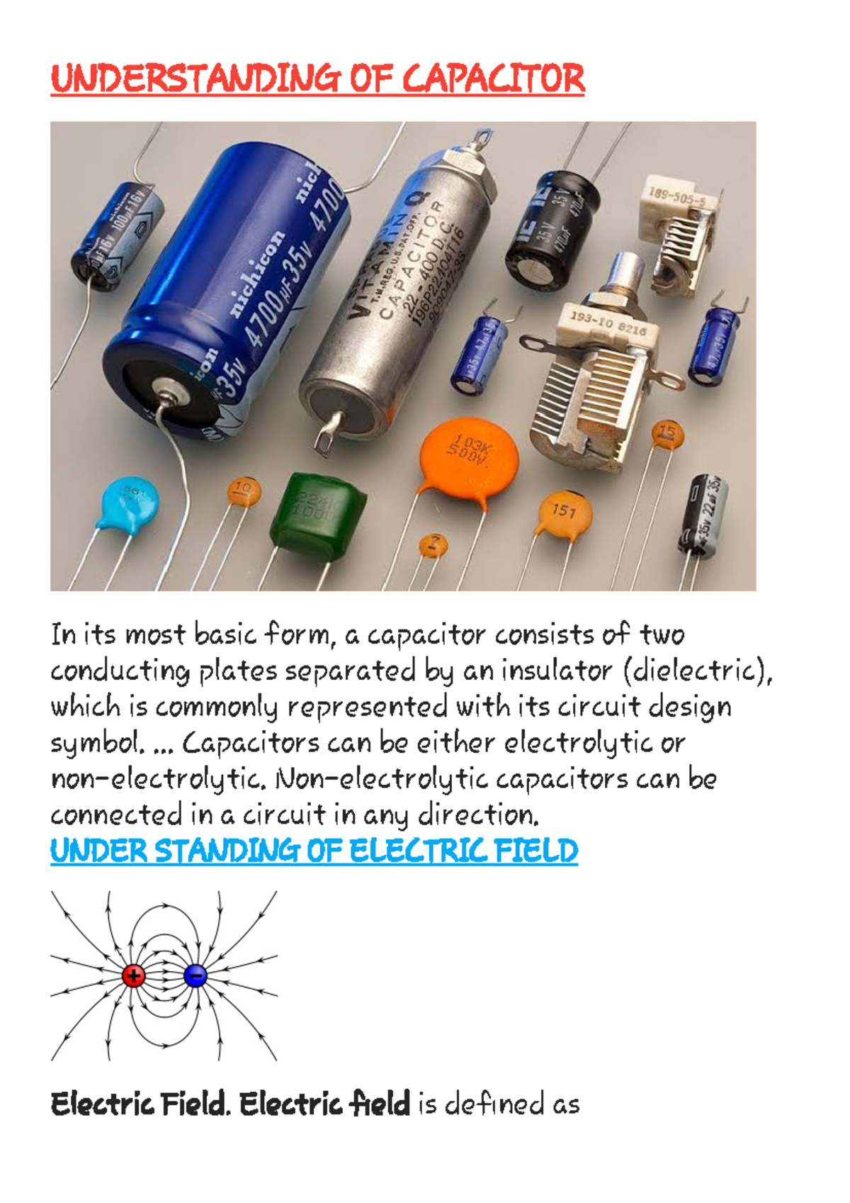 Capacitor - Usefull - UNDERSTANDING OF CAPACITOR In its most basic form ...