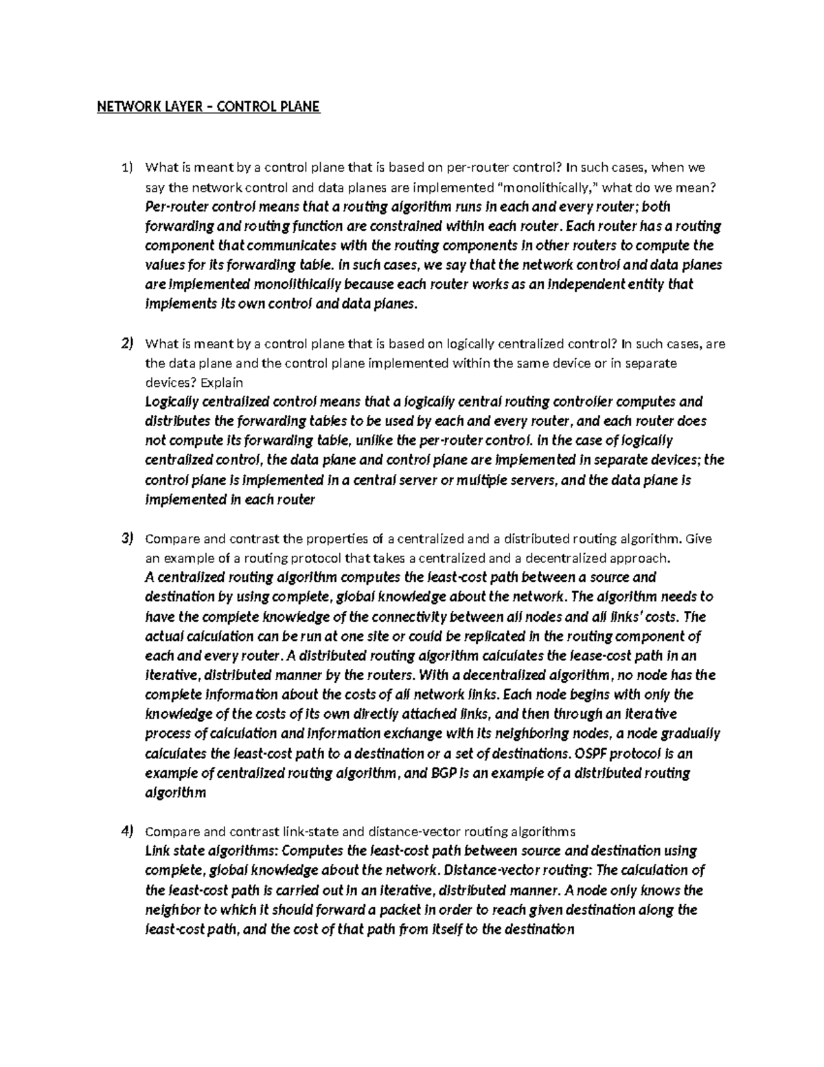 Chapter 5 - Network Layer - Control Plane - NETWORK LAYER – CONTROL ...