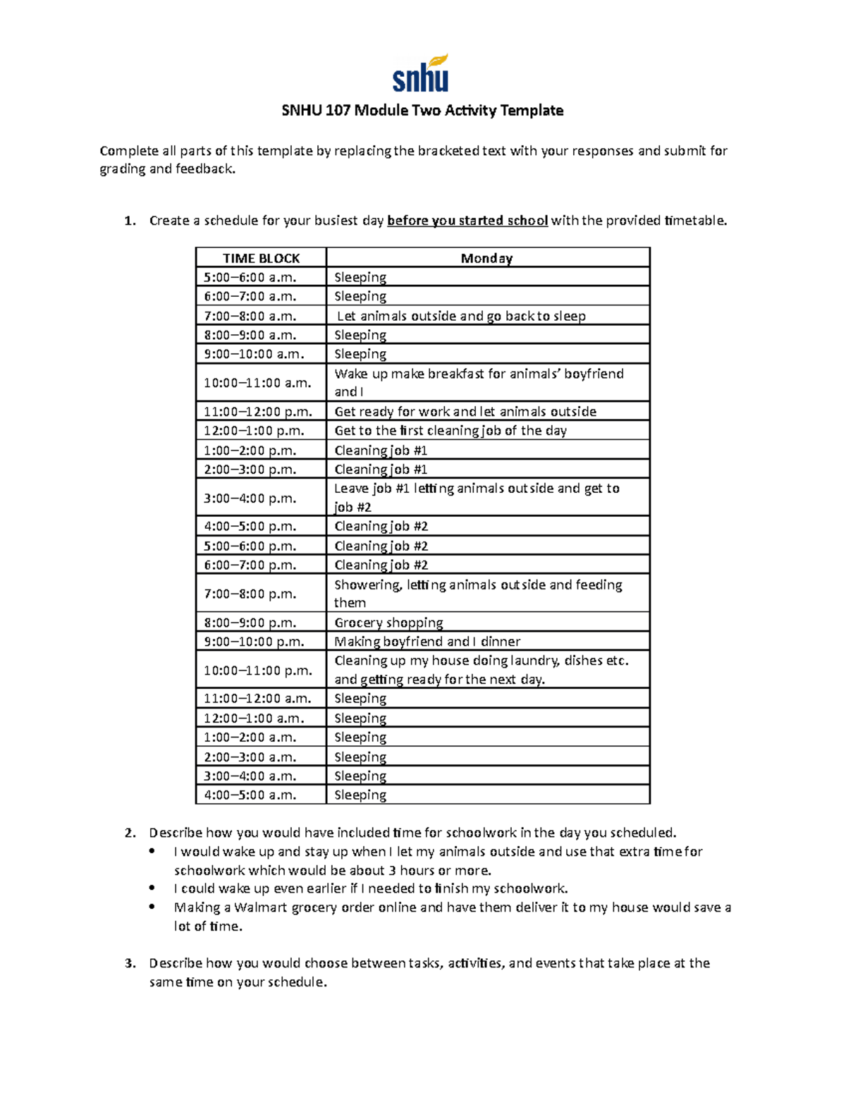 SNHU 107 Module Two Assigment - SNHU 107 Module Two Activity Template ...