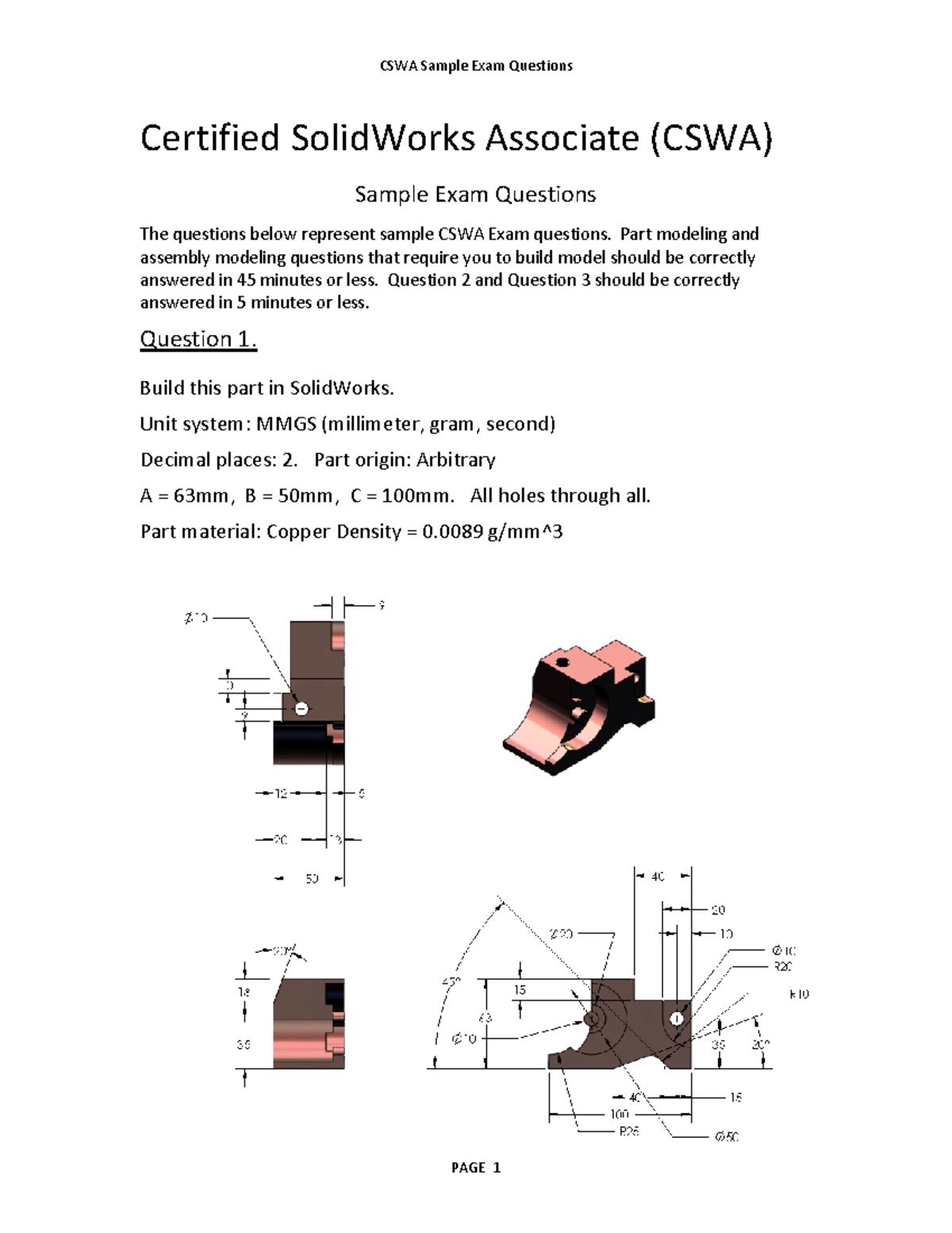 Solid Works 2007 - ejemplo y preparación examen - Certified SolidWorks ...