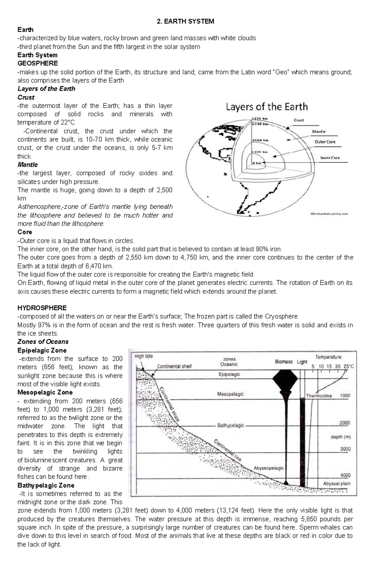 2 - Earth Systems - 2. EARTH SYSTEM Earth -characterized by blue waters ...