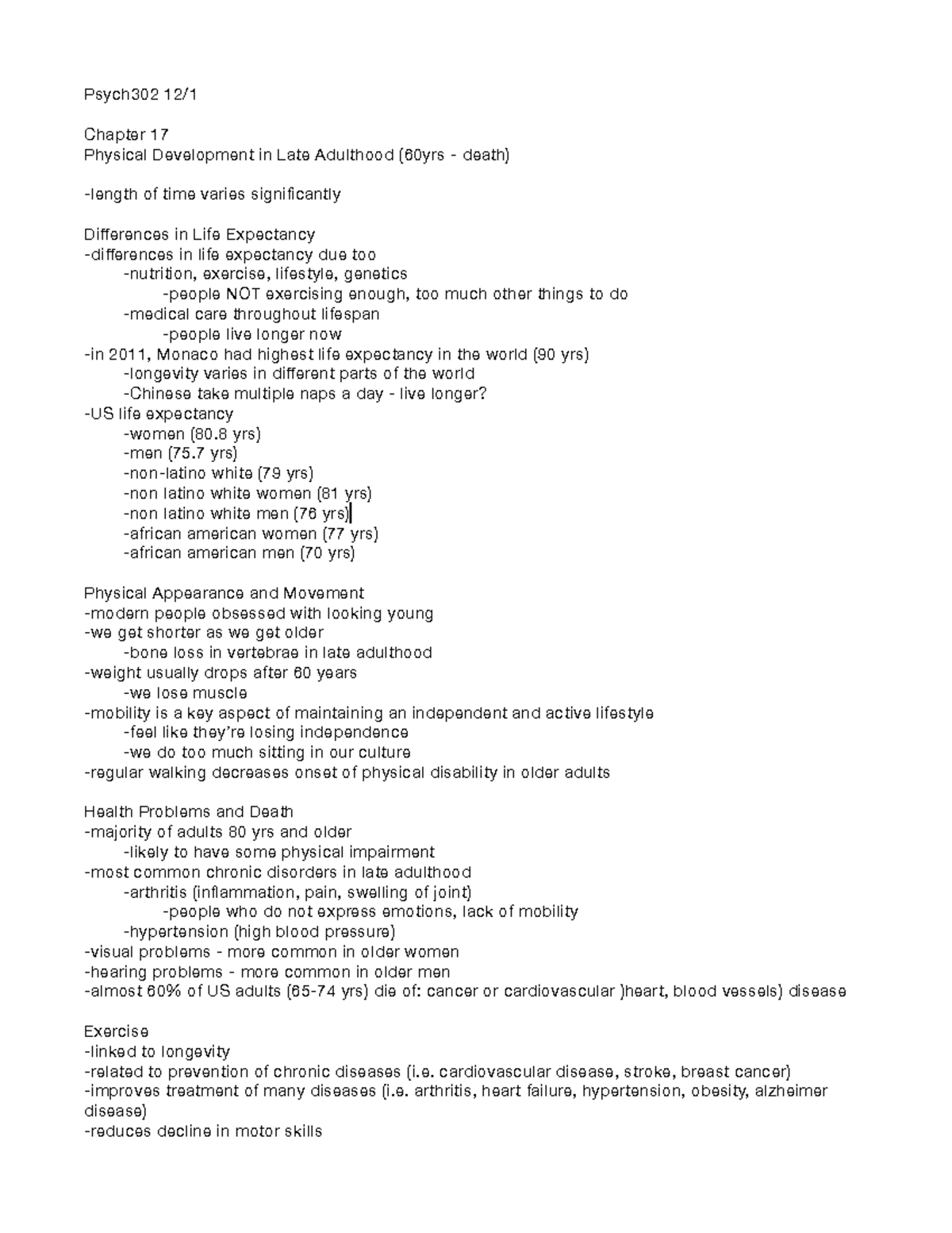 Psych 302 12 1 HALF - Psych302 12/ Chapter 17 Physical Development in ...