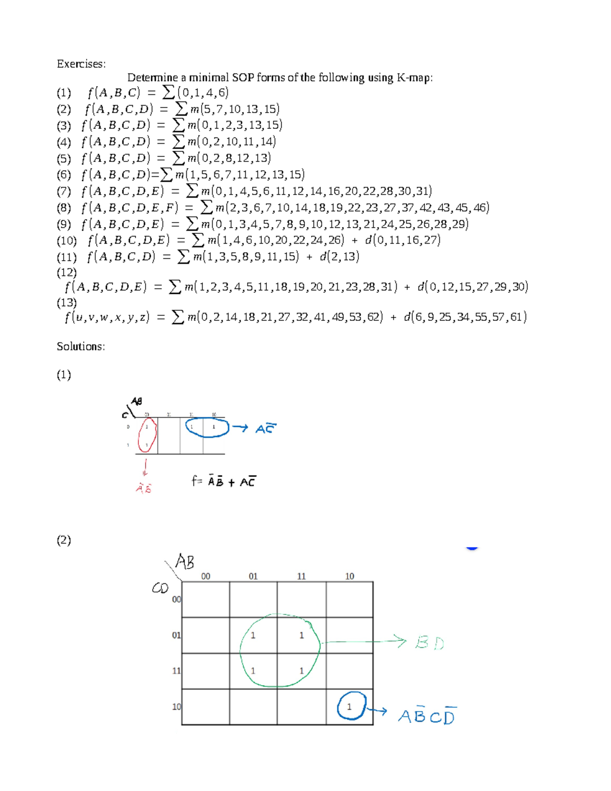 Lecture examples-K-map-to-tabular-method - Exercises: Determine a ...