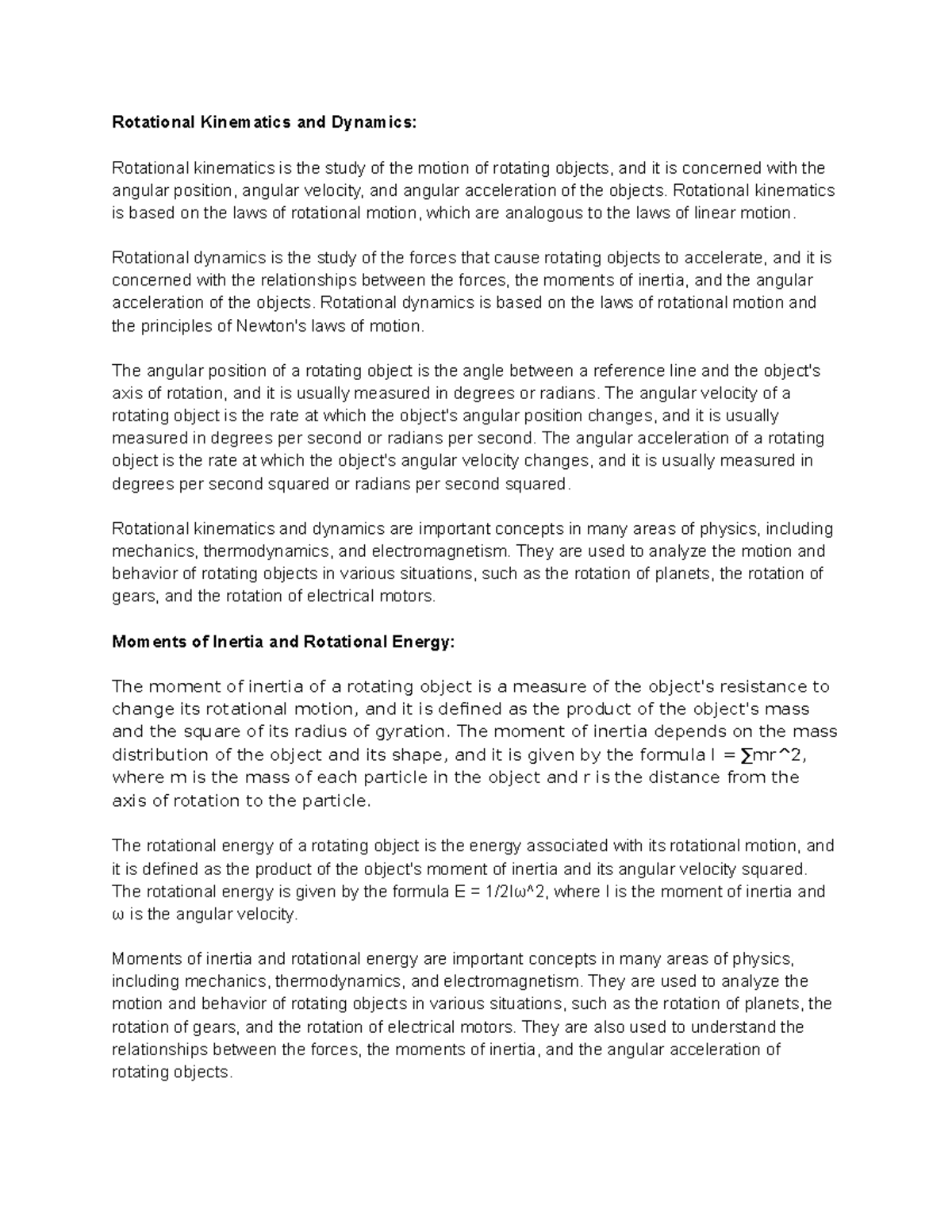 PHYS 220 Lecture Notes PT2 - Rotational Kinematics and Dynamics ...