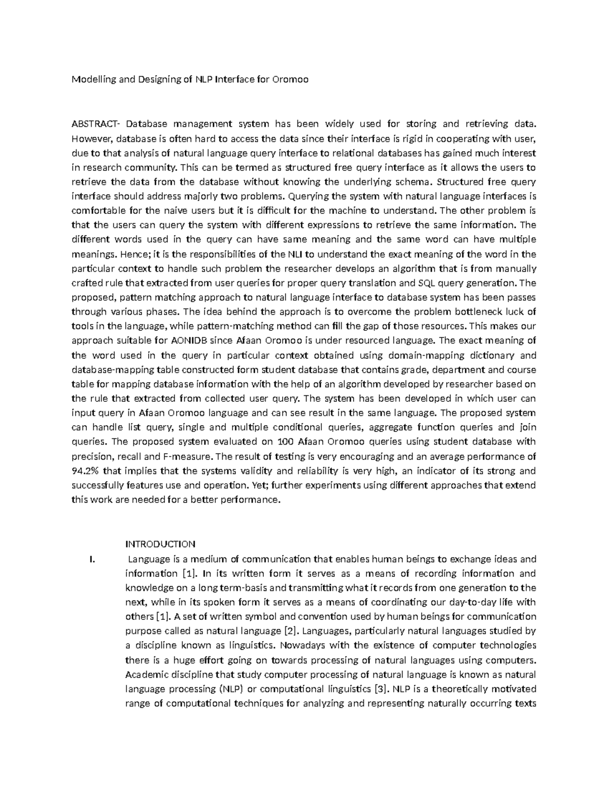 Nlp This Is A Thesis Modelling And Designing Of Nlp Interface For