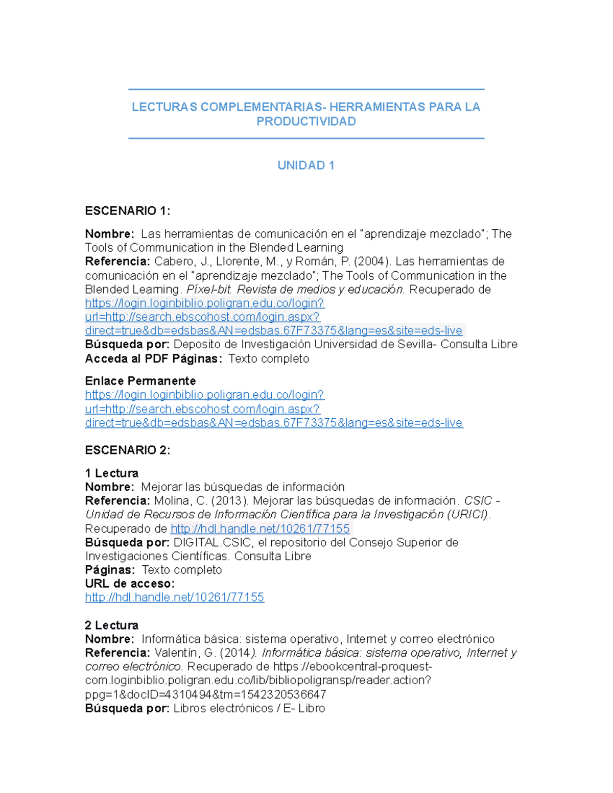 Lecturas complementarias 2020 - LECTURAS COMPLEMENTARIAS- HERRAMIENTAS PARA LA PRODUCTIVIDAD ...