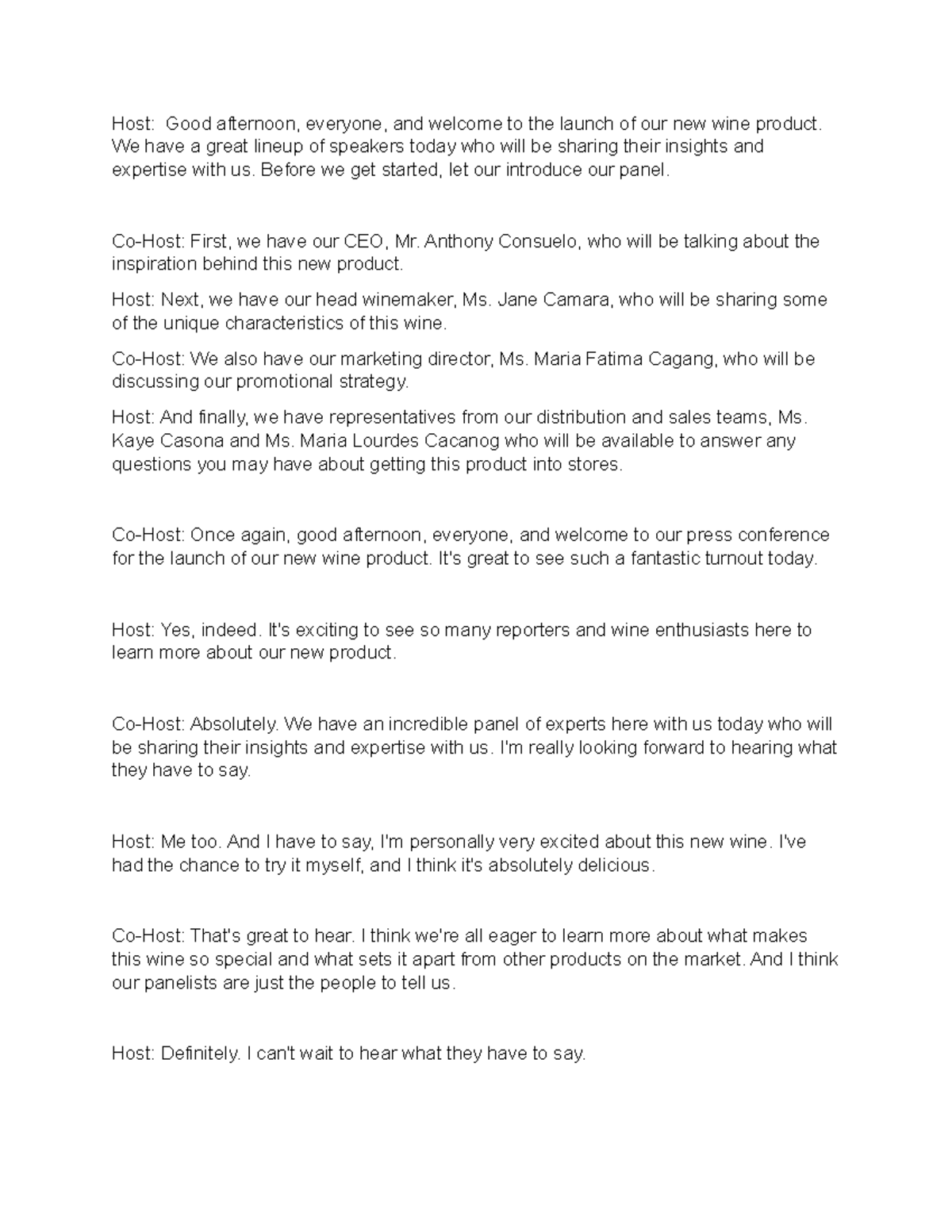 Group 2-roleplay - Roleplay Script - Host: Good afternoon, everyone ...