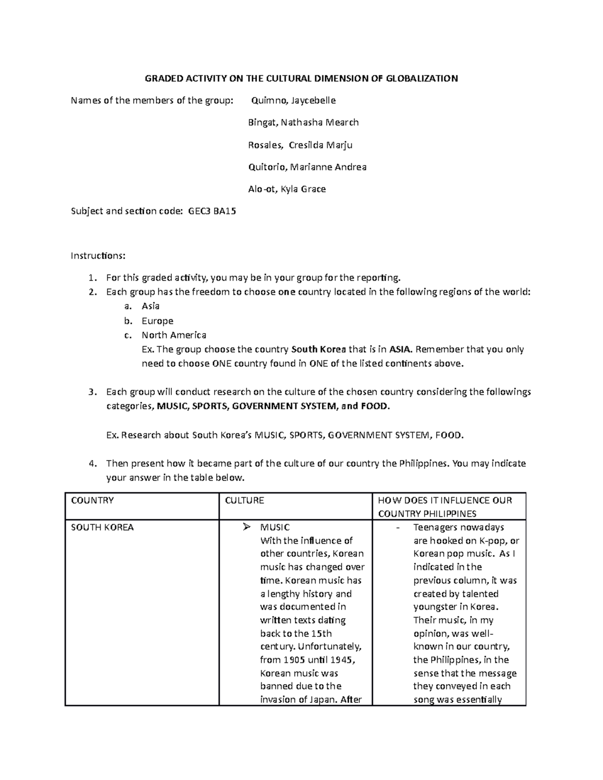 Graded- Activity-ON-THE- Cultural- Dimension-OF- Globalization - GRADED ...