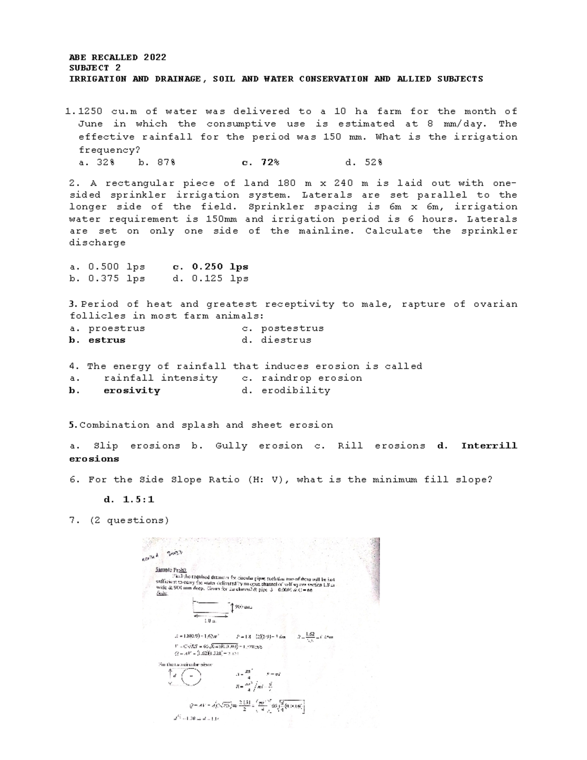 ABE Recalled 2022- Subject-2 - ABE RECALLED 2022 SUBJECT 2 IRRIGATION ...