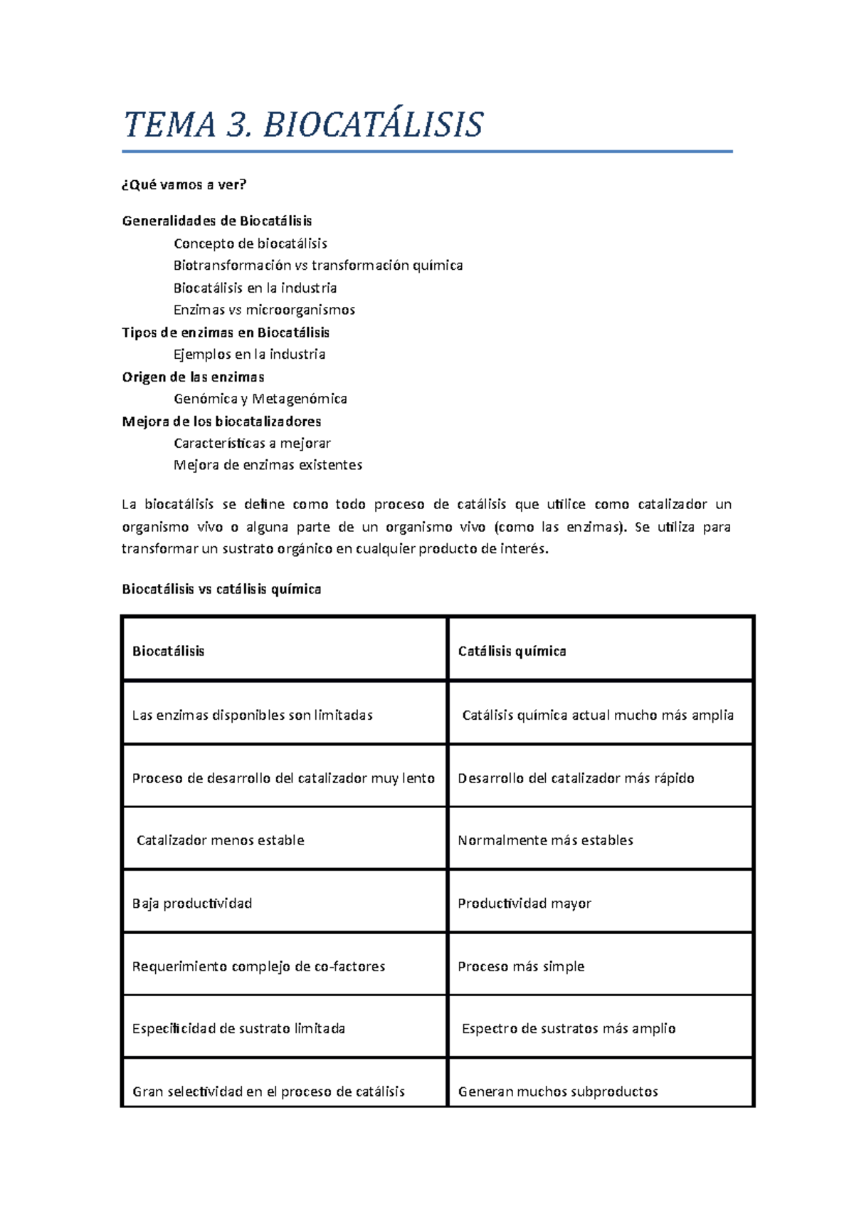T3 Definitivo - tema 3 - TEMA 3. BIOCATÁLISIS ¿Qué vamos a ver ...