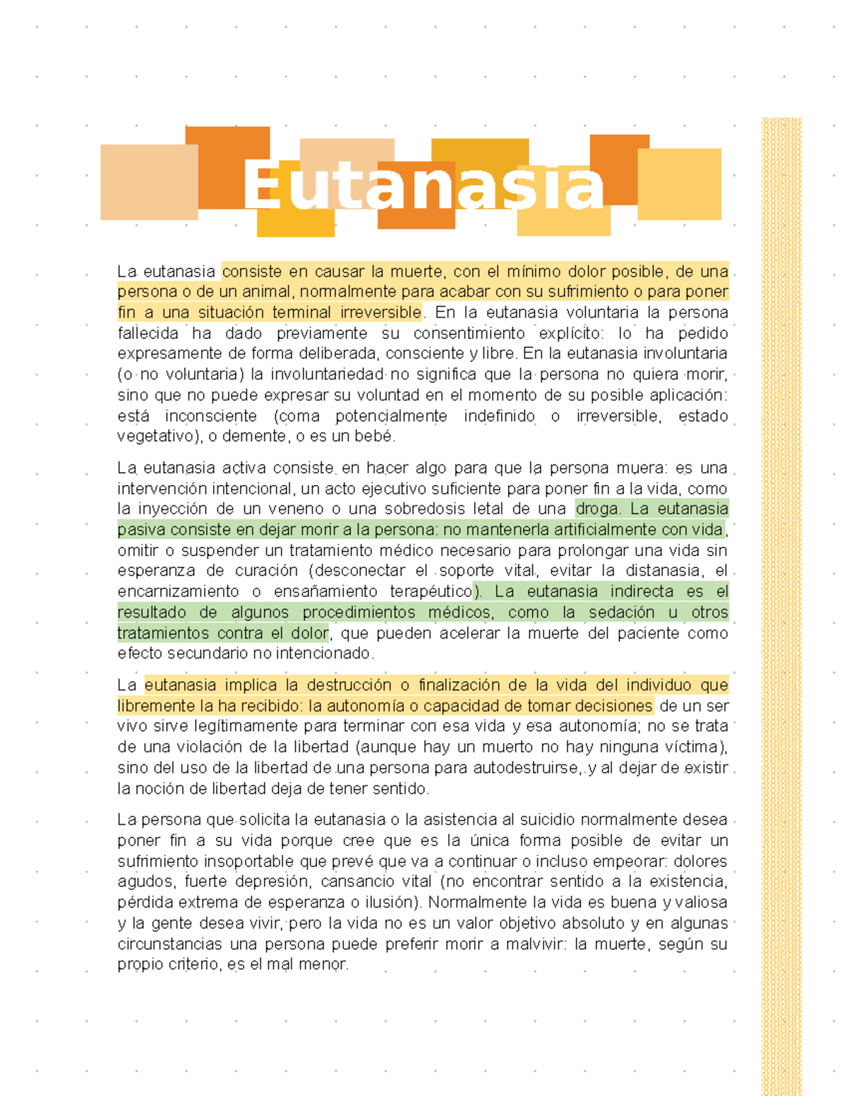 Eutanasia - bioetica medica - La eutanasia consiste en causar la muerte ...