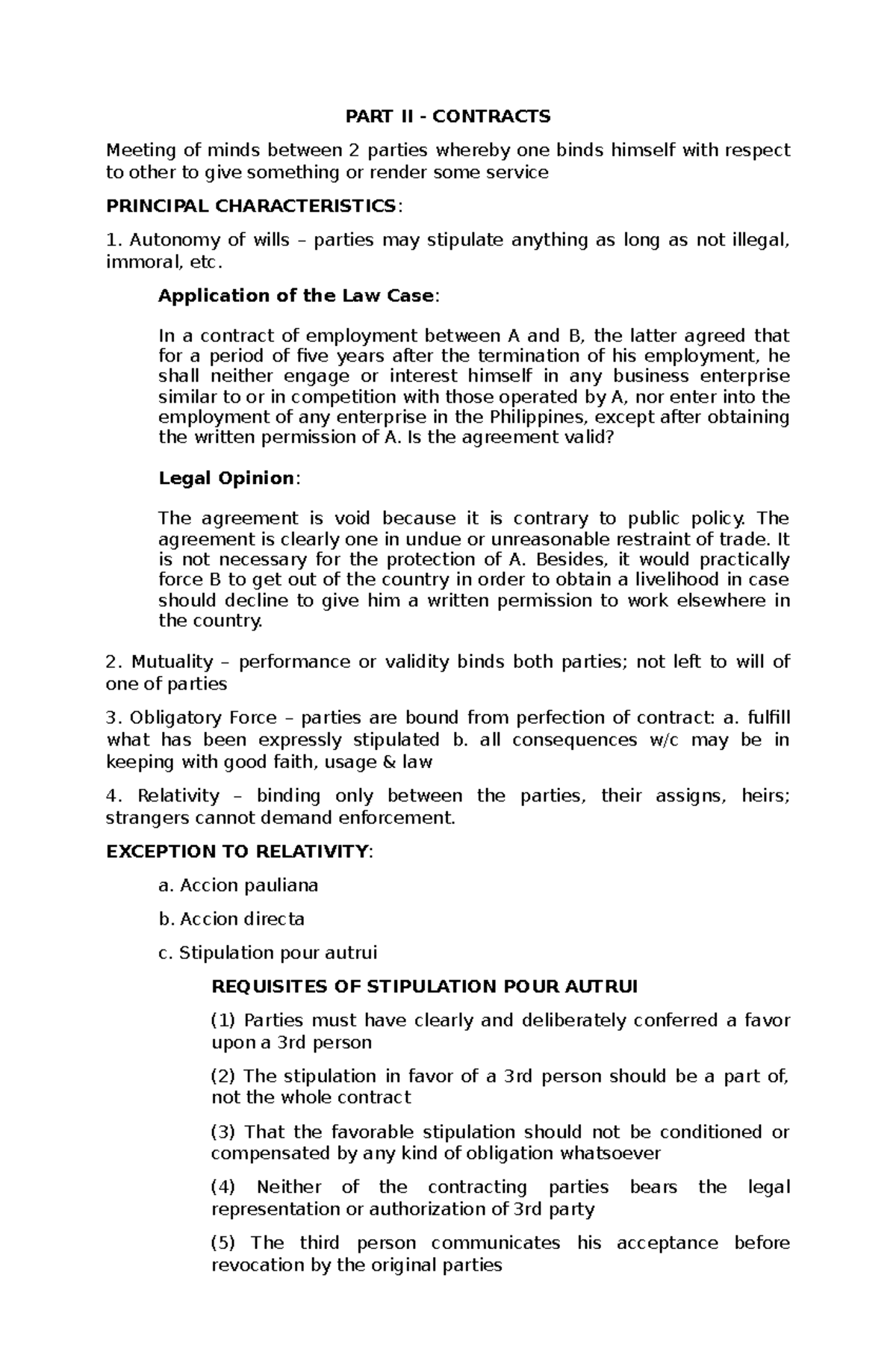 Contracts Lecture Lecture Notes Part Ii Contracts Meeting Of Minds Between 2 Parties