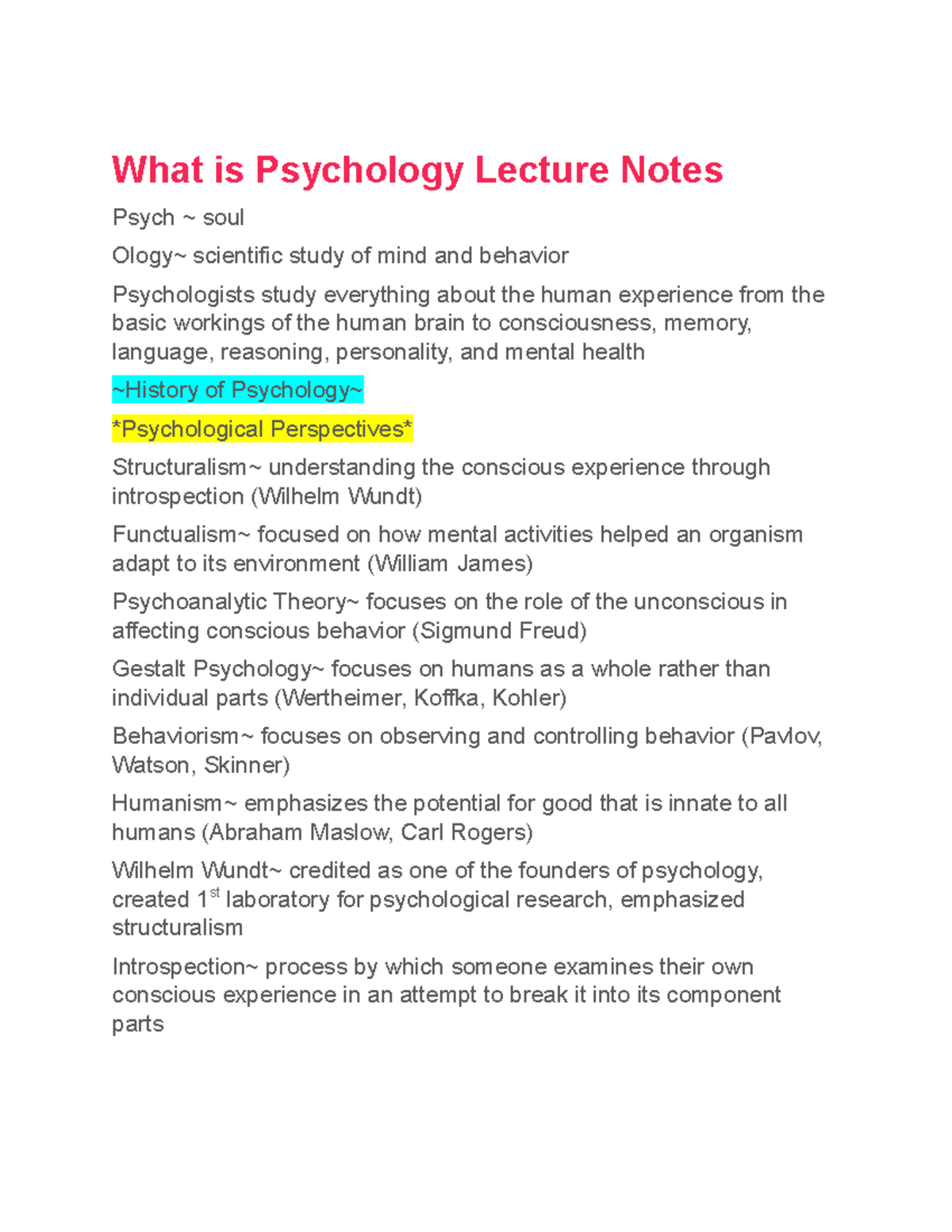 What is Psychology Lecture Notes - Studocu