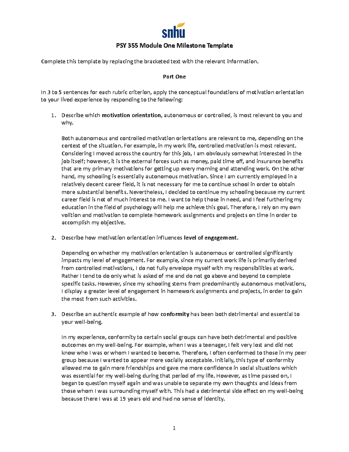 Module 1 Milestone - PSY 355 Module One Milestone Template Complete ...