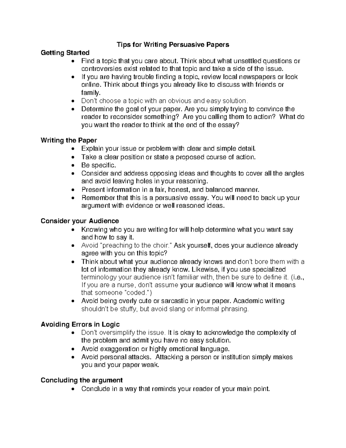 Eng106l document tipsforwritingpersuasivepapers - Tips for Writing ...