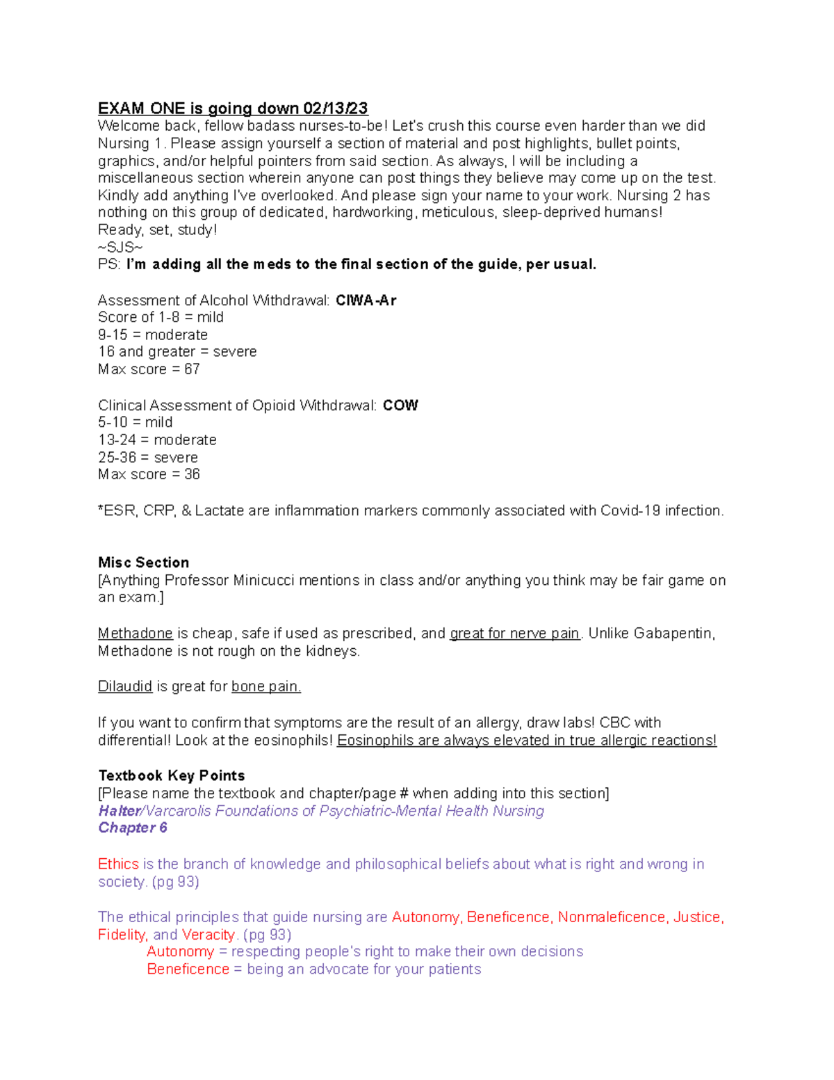 EXAM ONE study guide - EXAM ONE is going down 02/13/ Welcome back ...